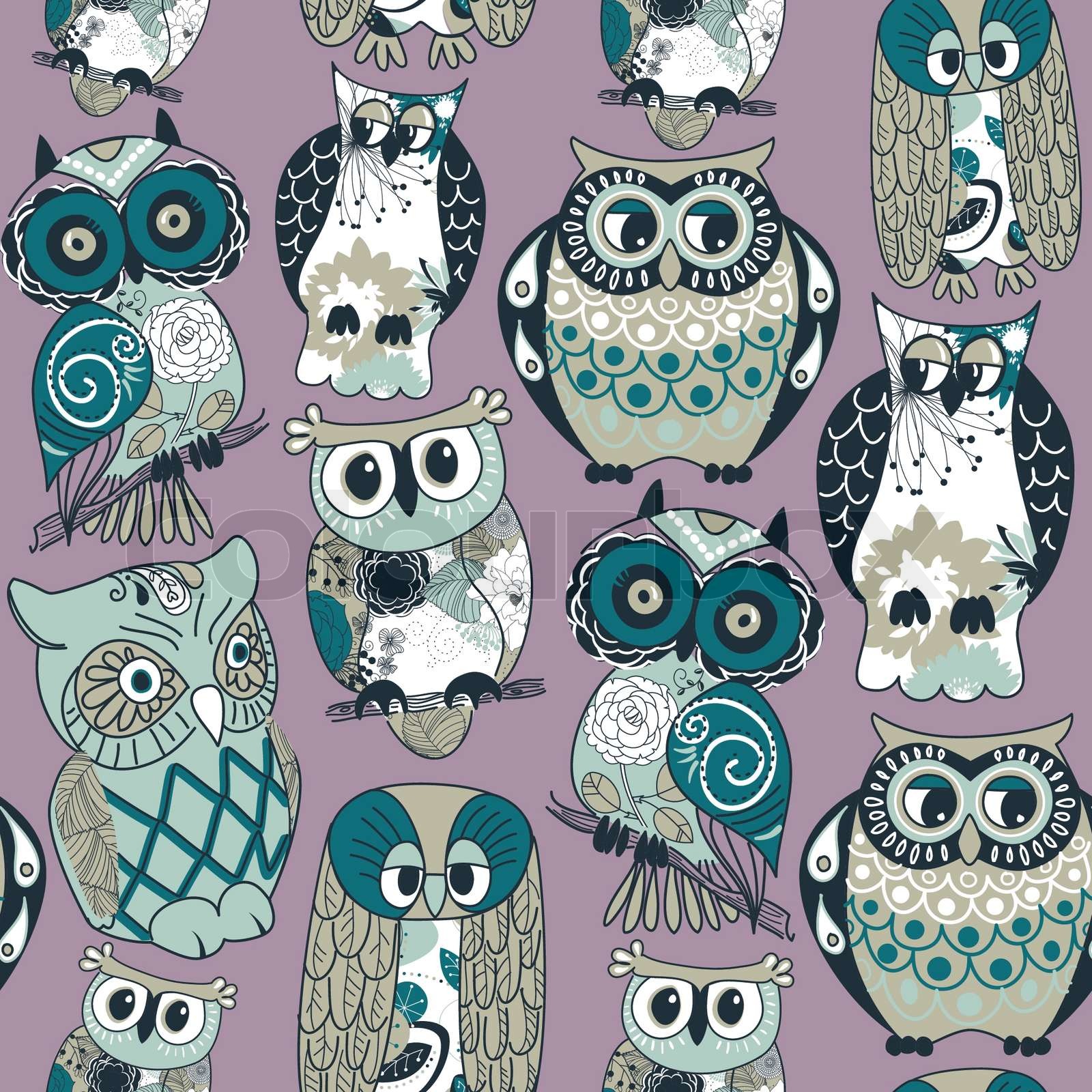 Seamless owl pattern | Stock vector | Colourbox