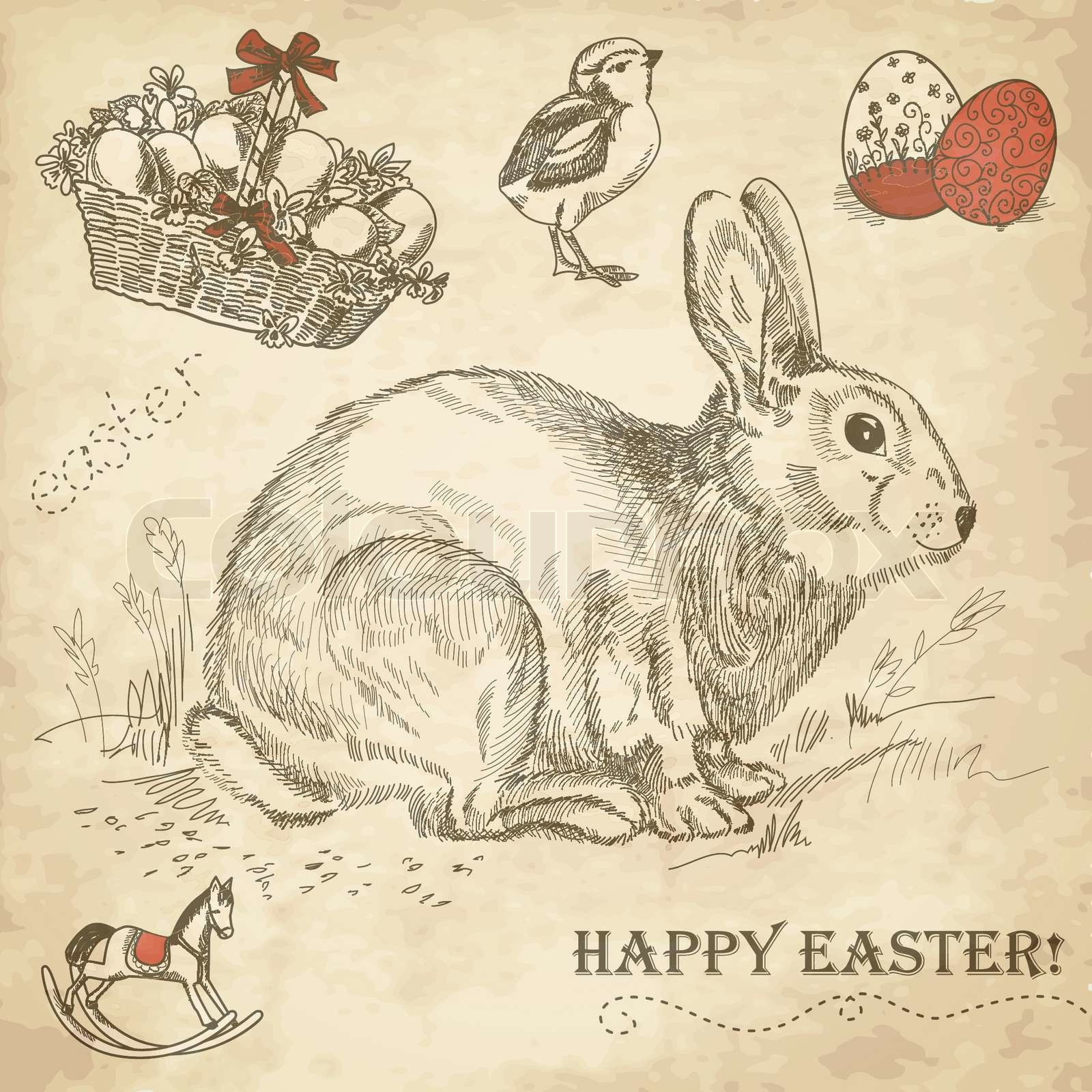 Vintage Easter rabbit | Stock vector | Colourbox