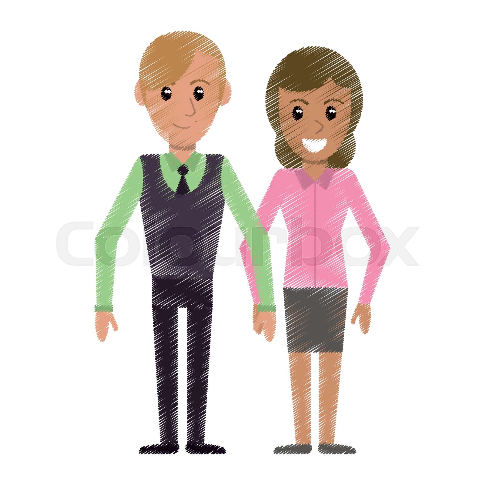 drawing couple people relationship | Stock vector | Colourbox