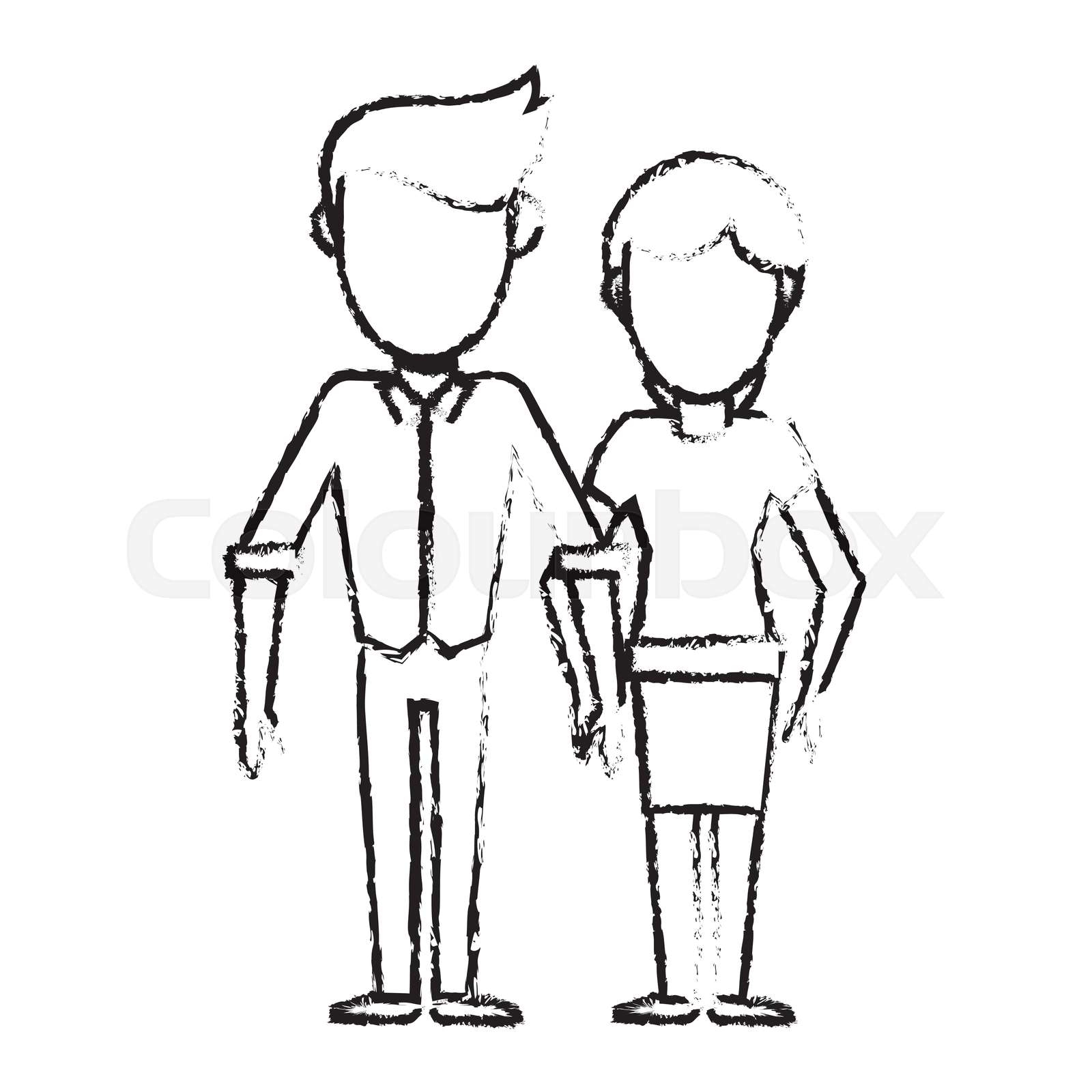 couple people together relation sketch | Stock vector | Colourbox