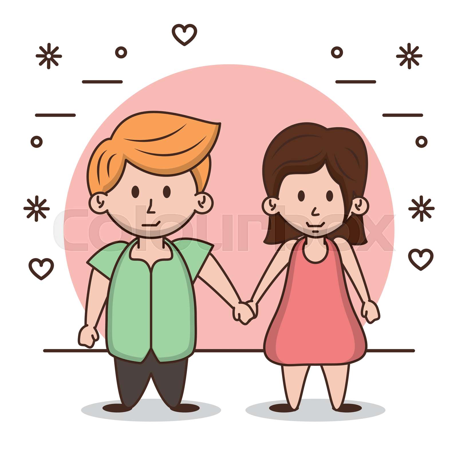 Kids in love cartoon | Stock vector | Colourbox
