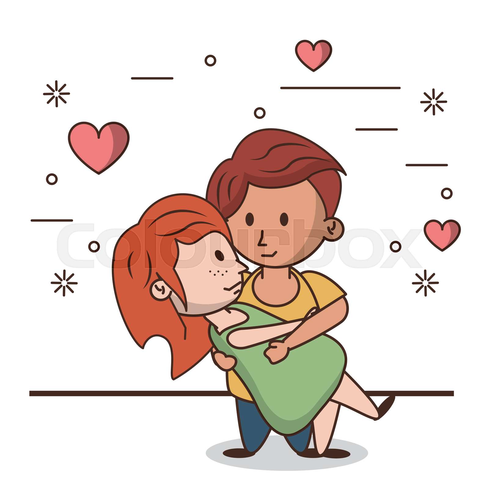 Kids in love cartoon | Stock vector | Colourbox