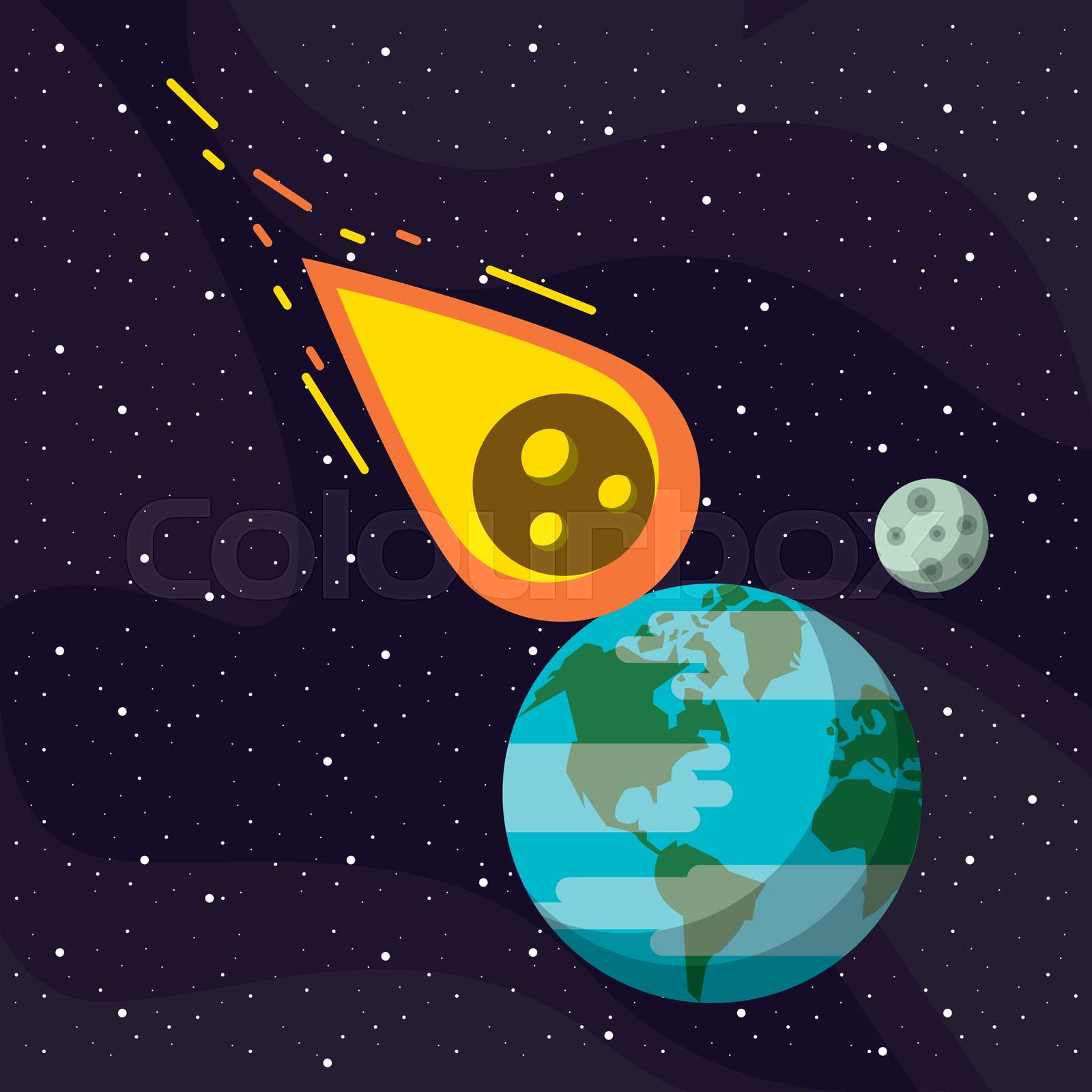 Meteor flying to the earth | Stock vector | Colourbox
