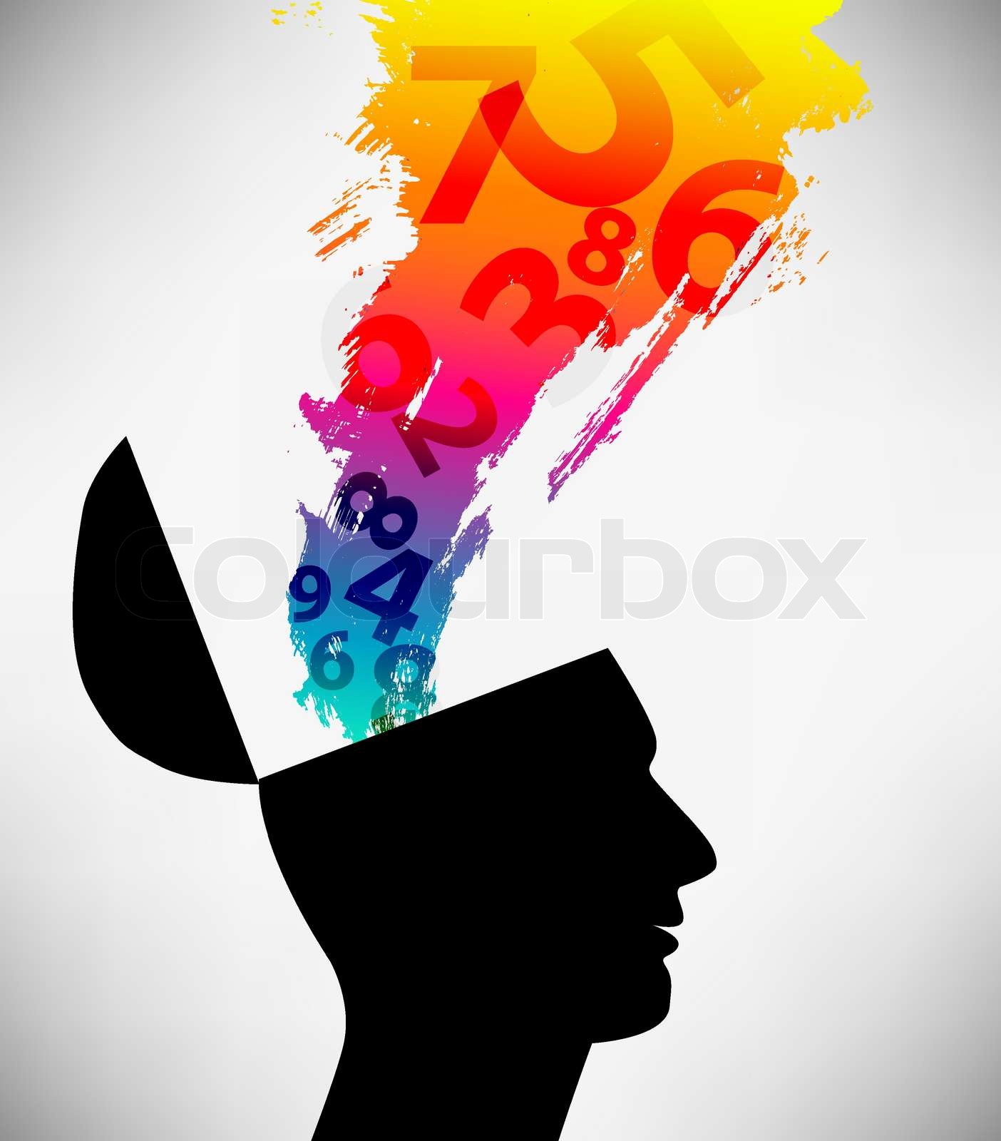 Conceptual Illustration of a open minded man Human-computer | Stock ...