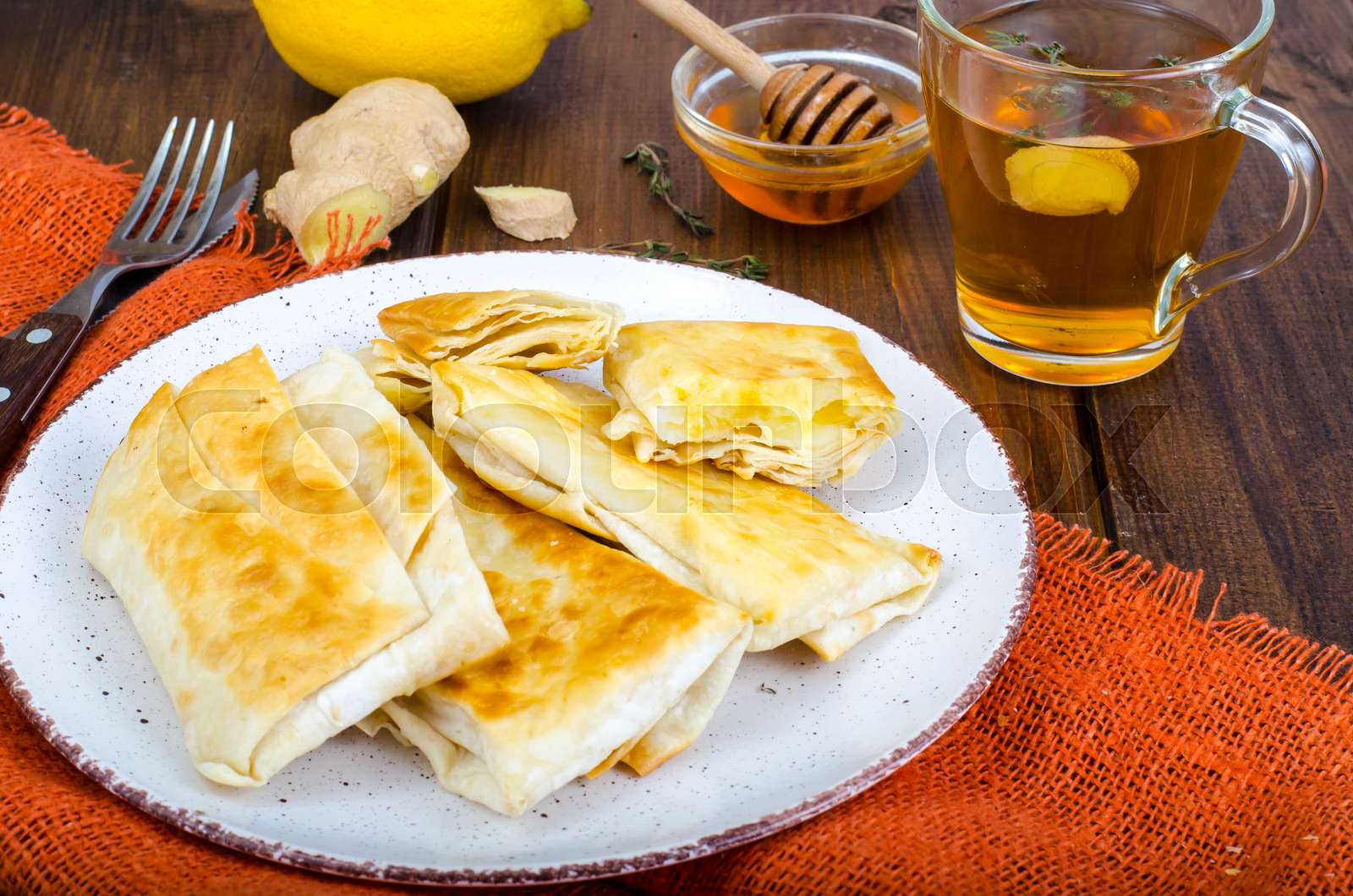 Fried pita bread with cheese | Stock image | Colourbox