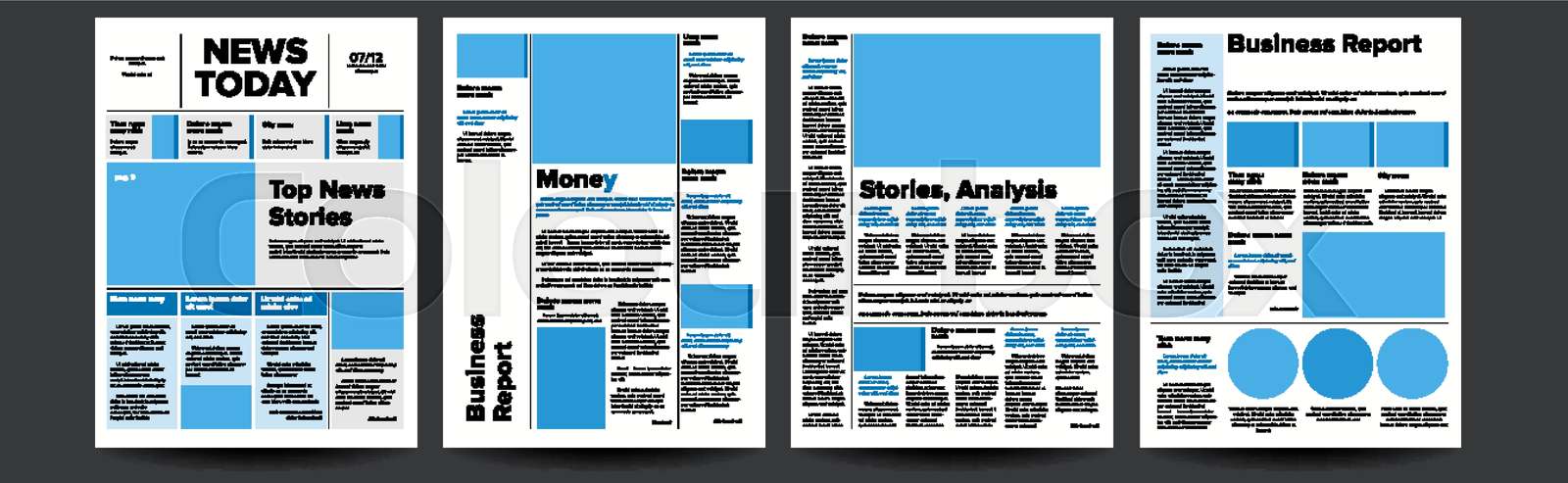 Newspaper Vector. With Headline, Images, News Page Articles. Newsprint ...