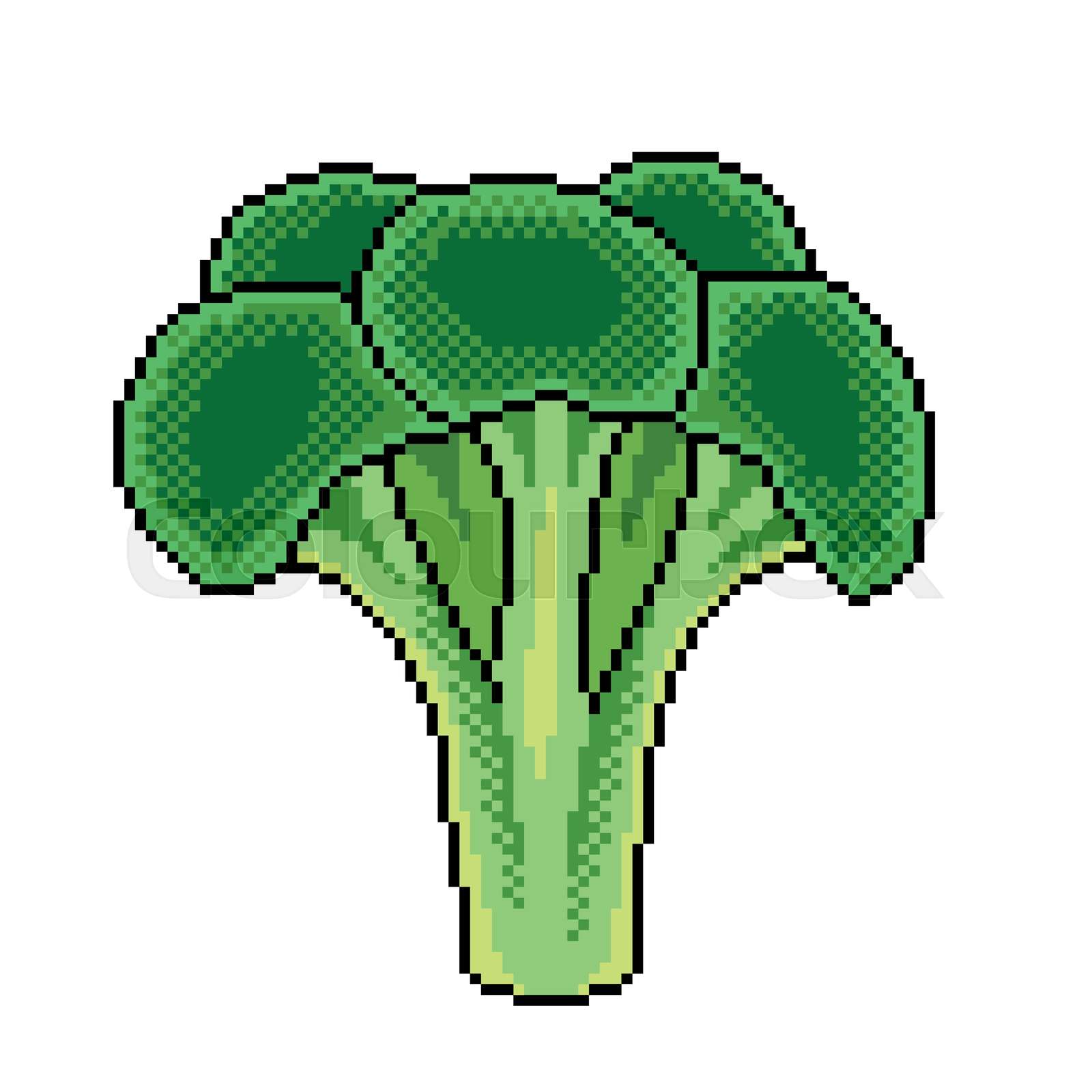 Pixel broccoli vegetable detailed illustration isolated vector | Stock ...
