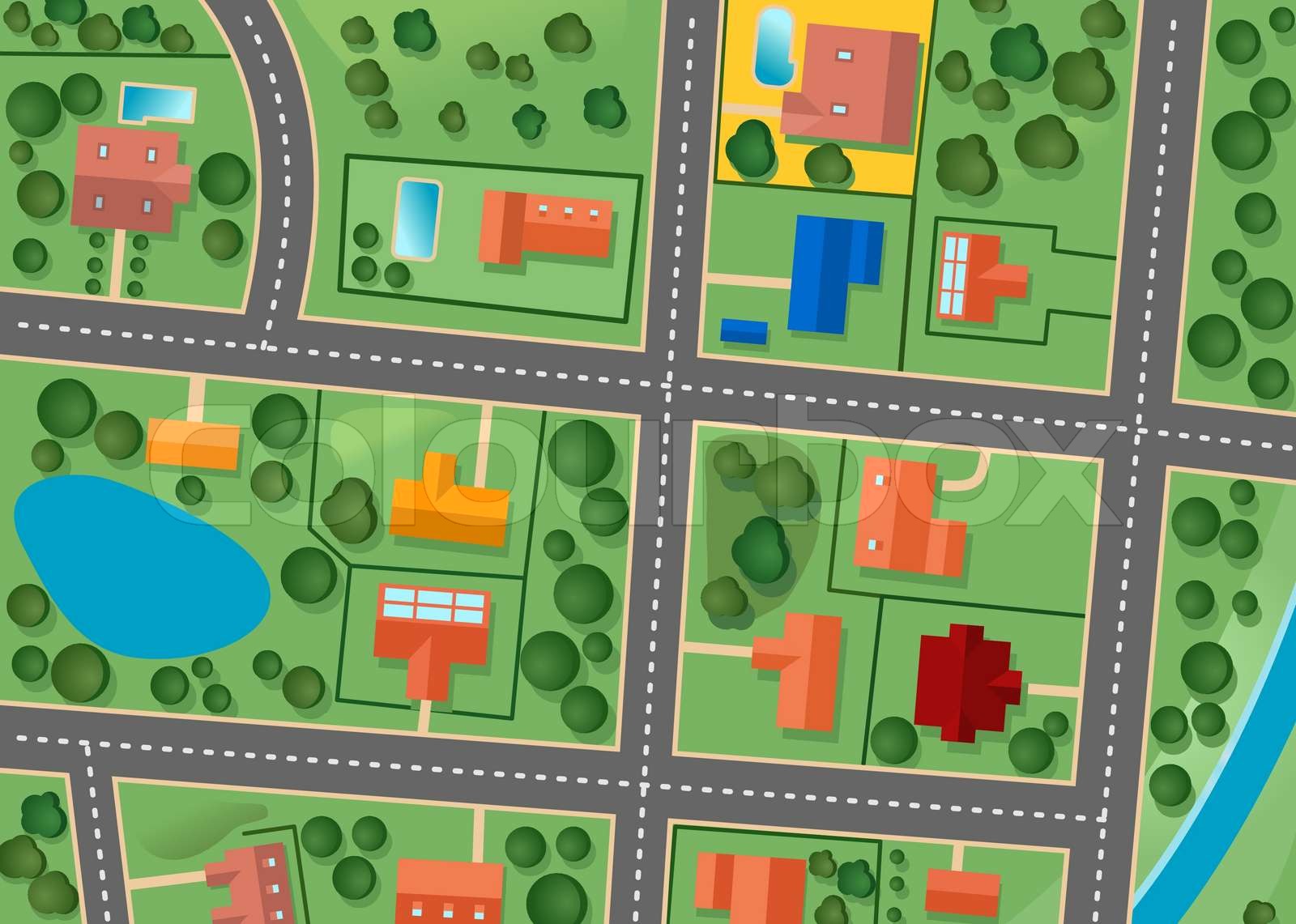 Map of suburb district | Stock vector | Colourbox