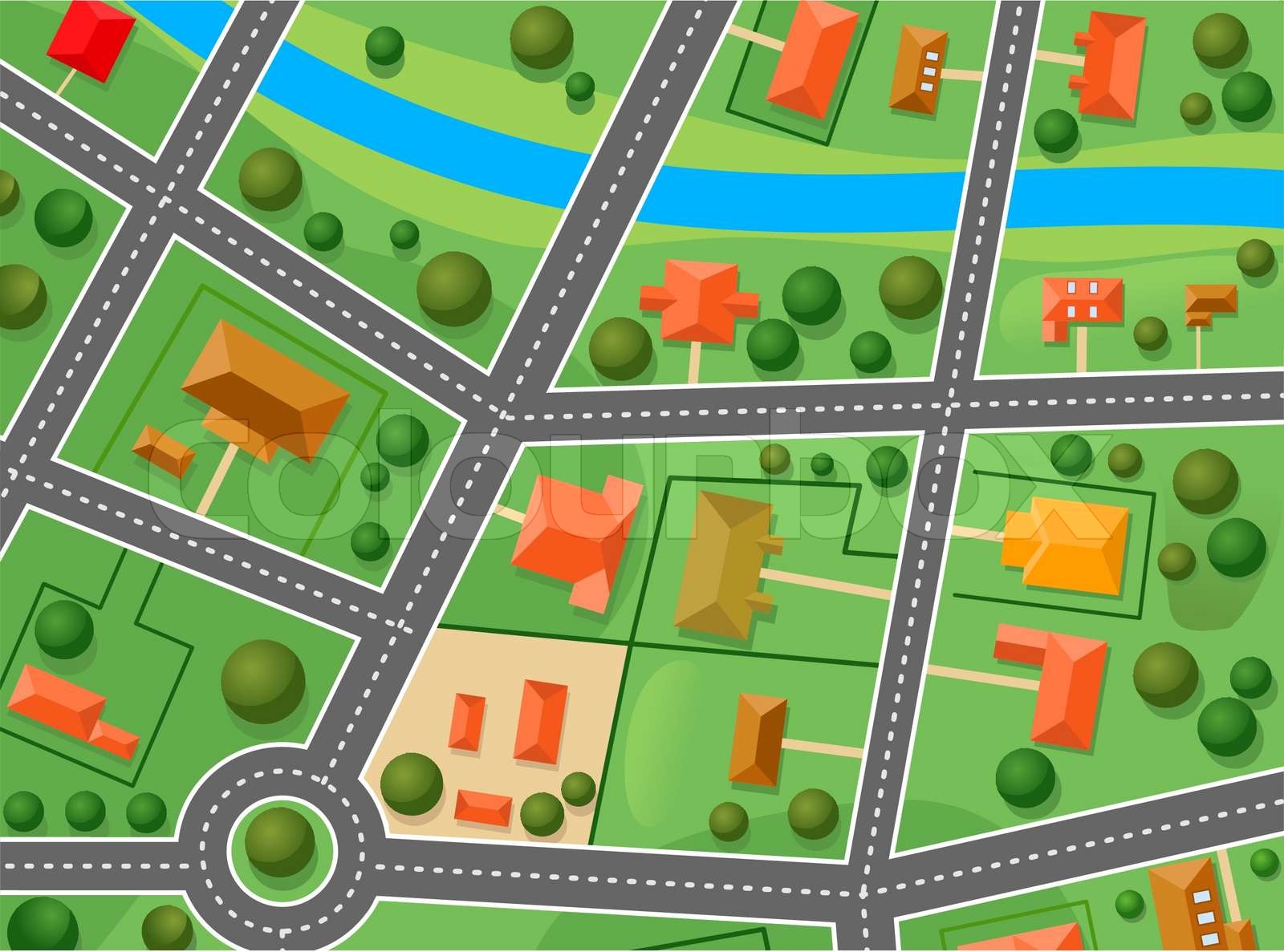 Map of suburb district | Stock vector | Colourbox