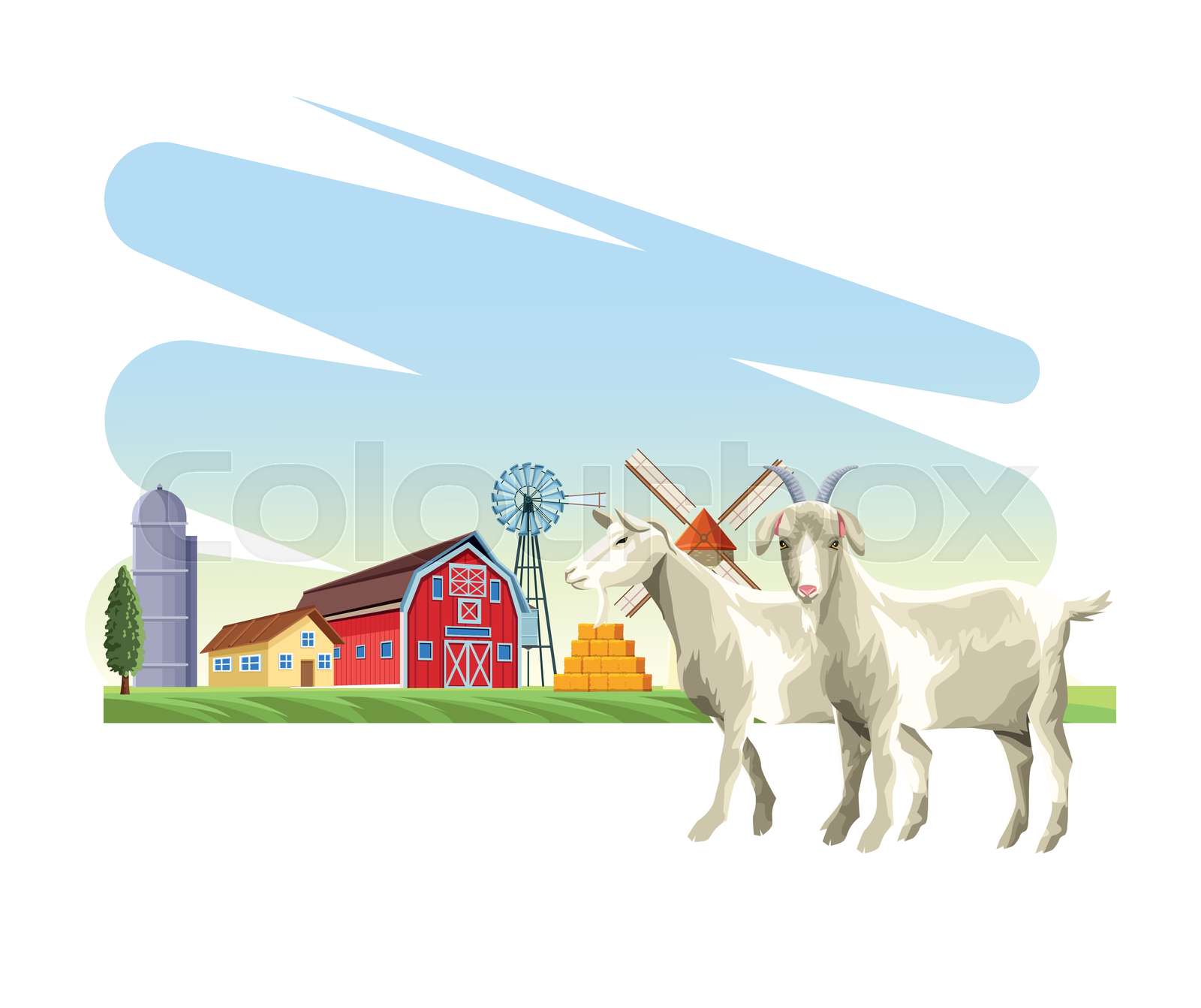 Goats farm animal | Stock vector | Colourbox