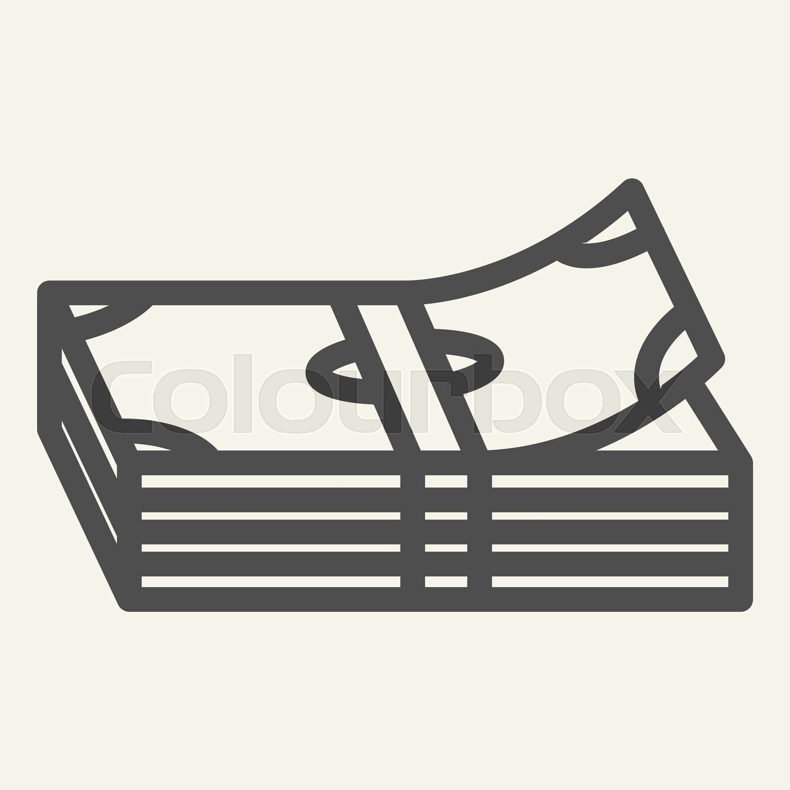 Money stack line icon. Banknotes vector illustration isolated on white ...