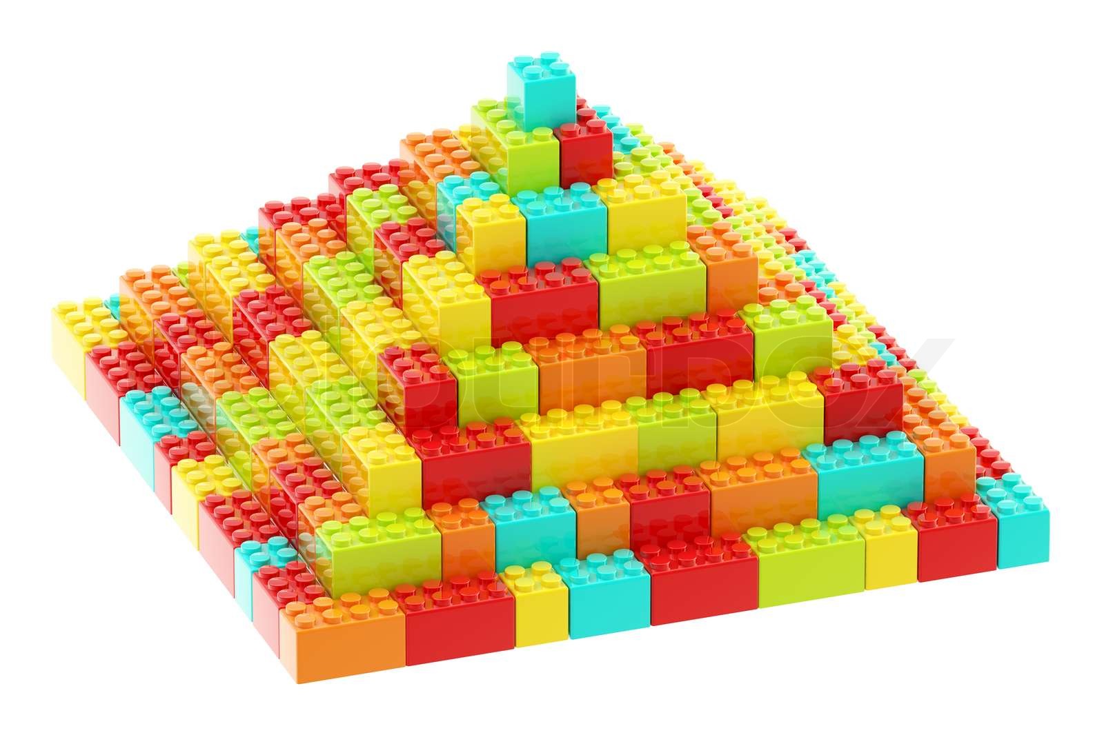Pyramid made of toy construction bricks | Stock image | Colourbox