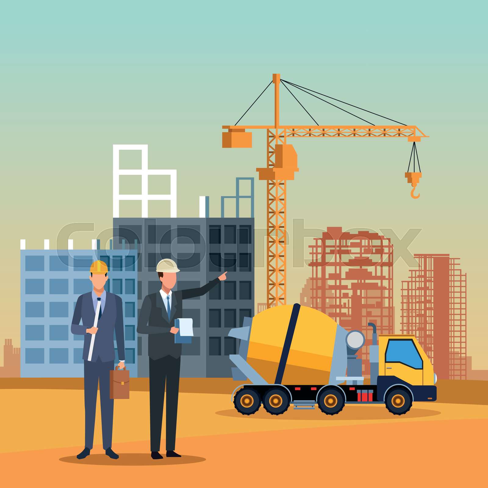 construction engineer cartoon | Stock vector | Colourbox