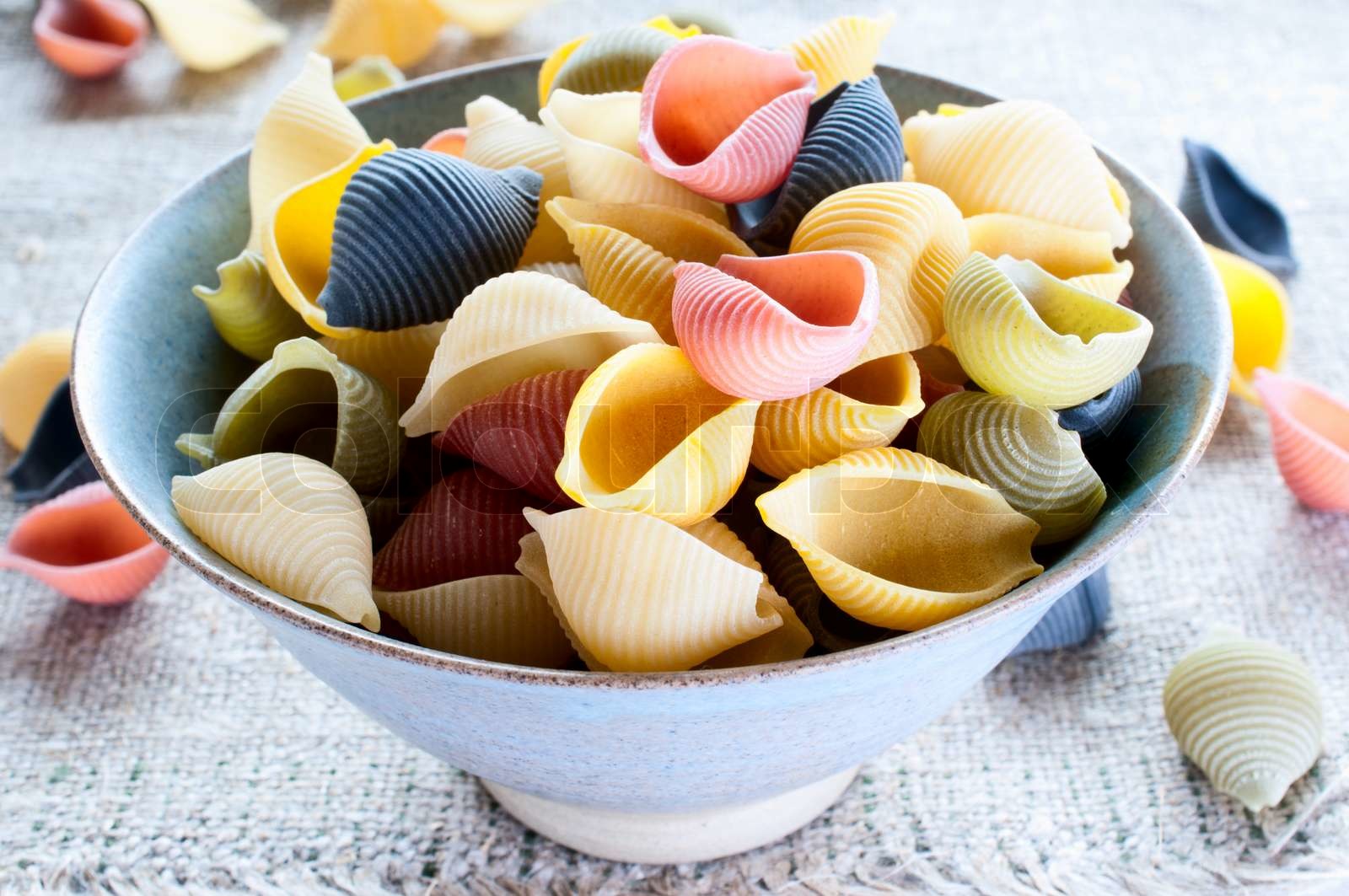 Multi colored pasta close up | Stock image | Colourbox