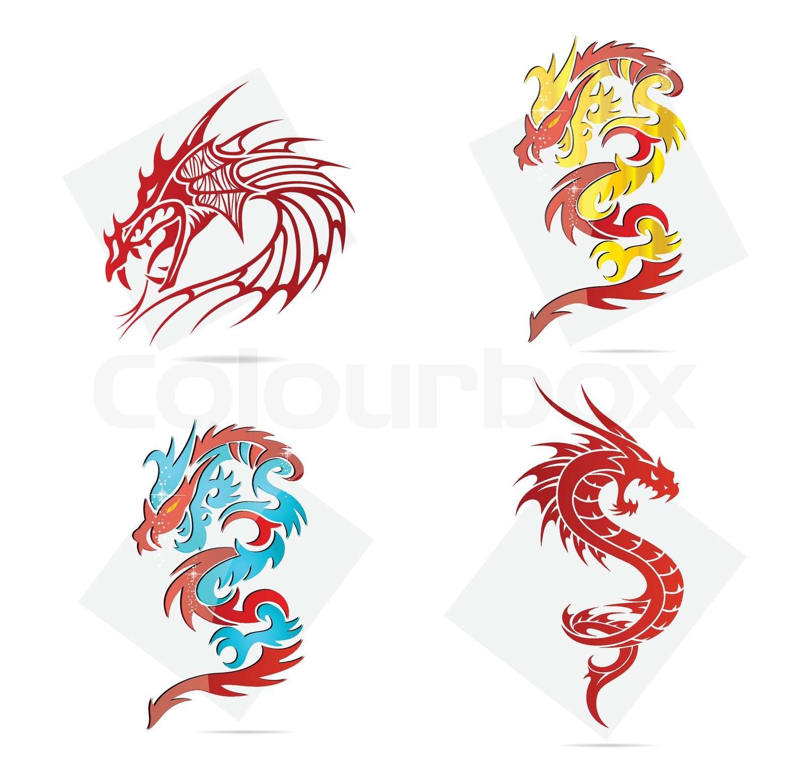 glass creative elegance dragonssymbols set | Stock vector | Colourbox
