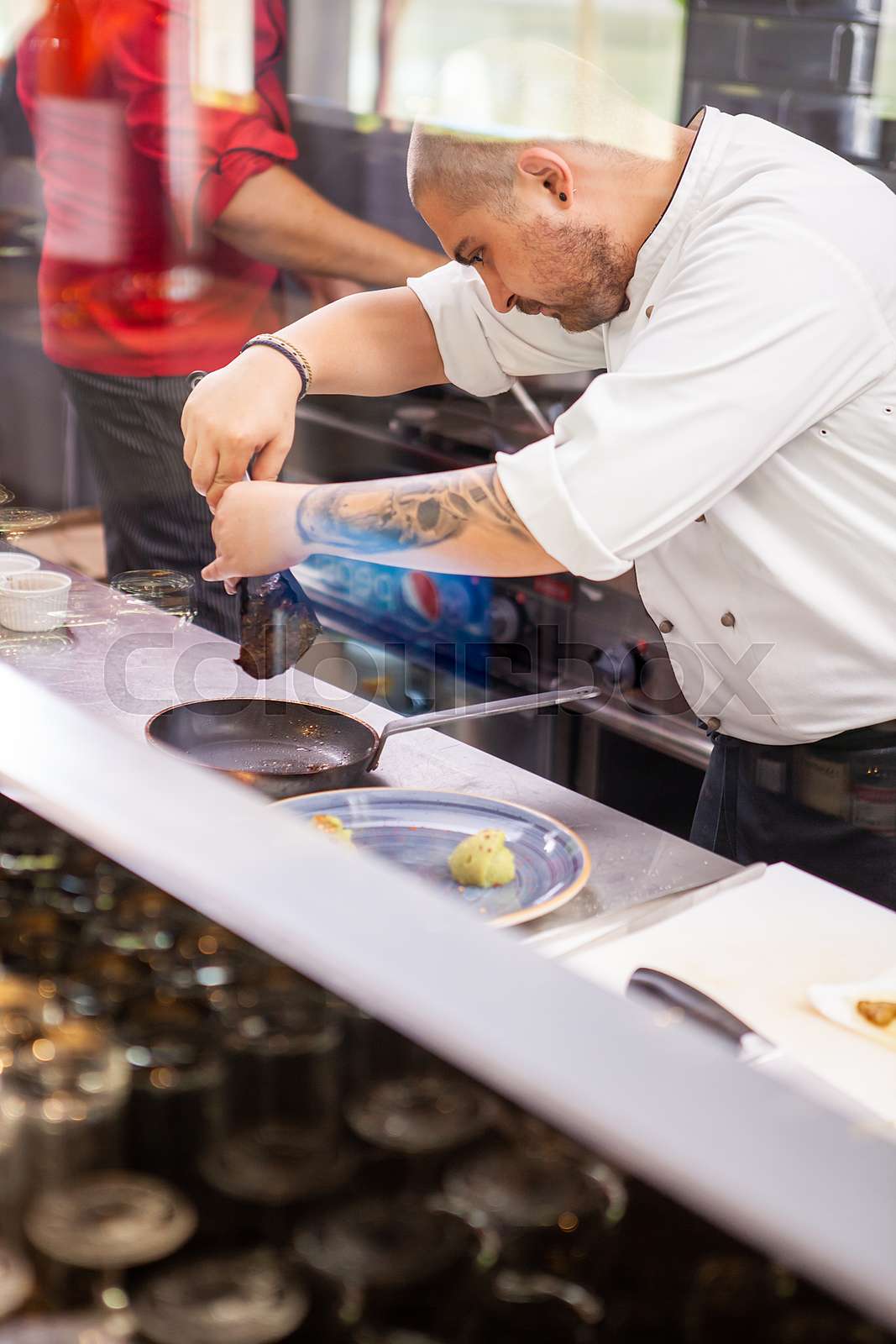 Fine dining design in restaurant kitchen | Stock image | Colourbox