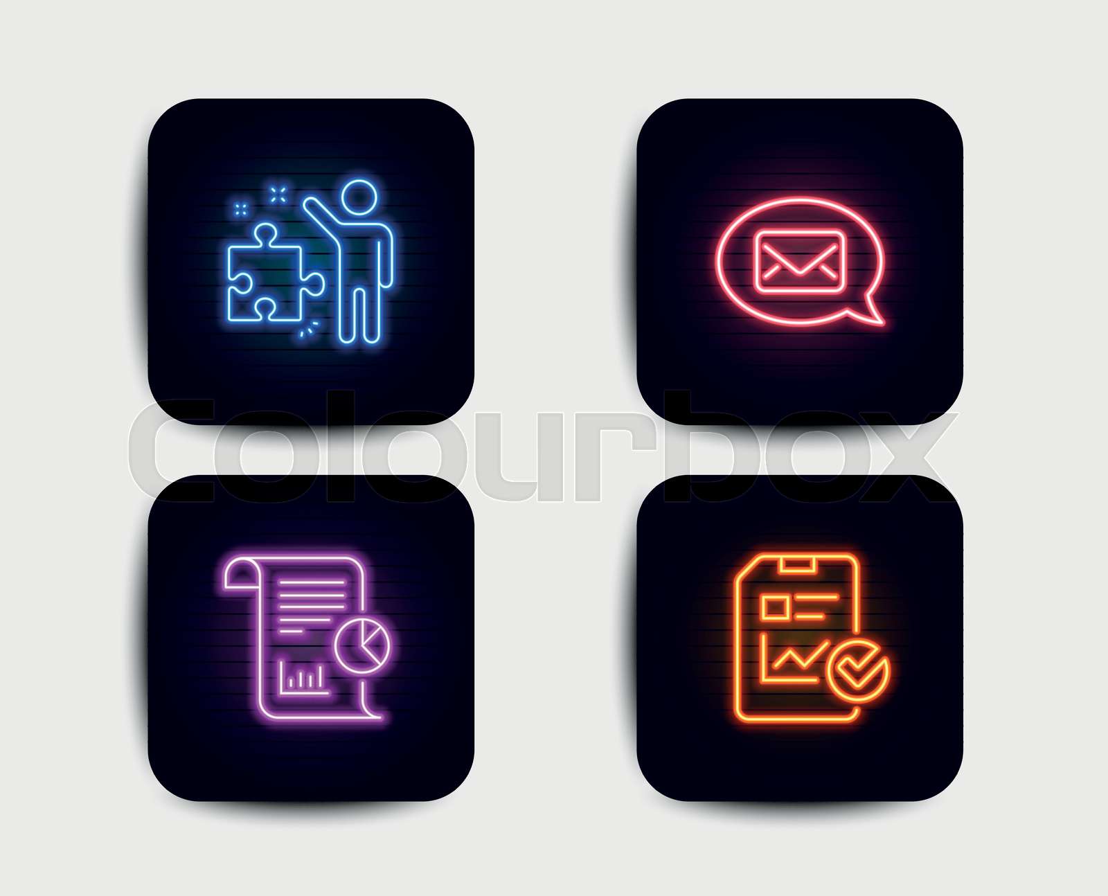 Report, Messenger and Strategy icons. Report checklist sign. Work ...