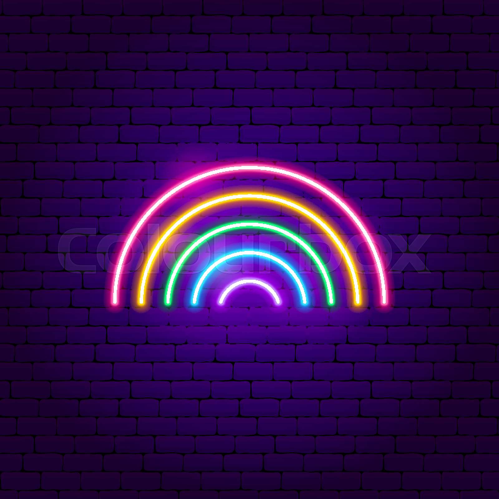 Rainbow Neon Sign | Stock vector | Colourbox