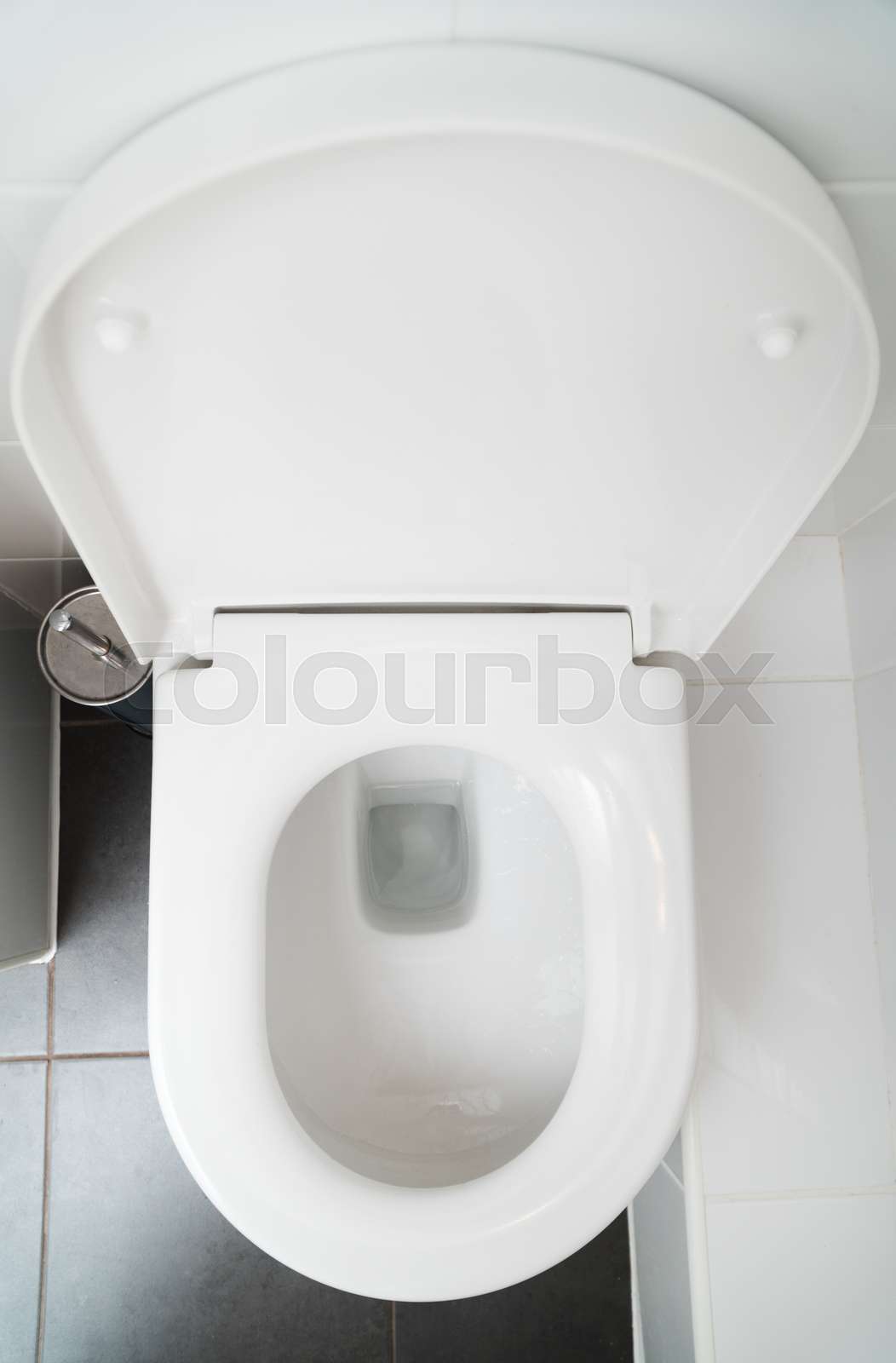 Toilet bowl top view in water closet. | Stock image | Colourbox