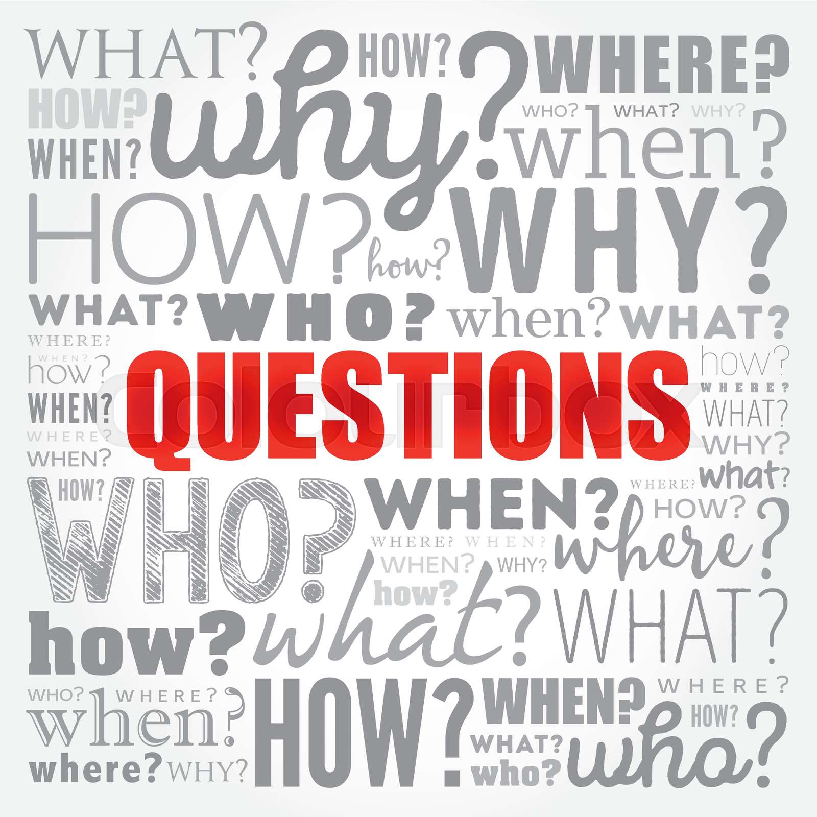 Questions word cloud background | Stock vector | Colourbox