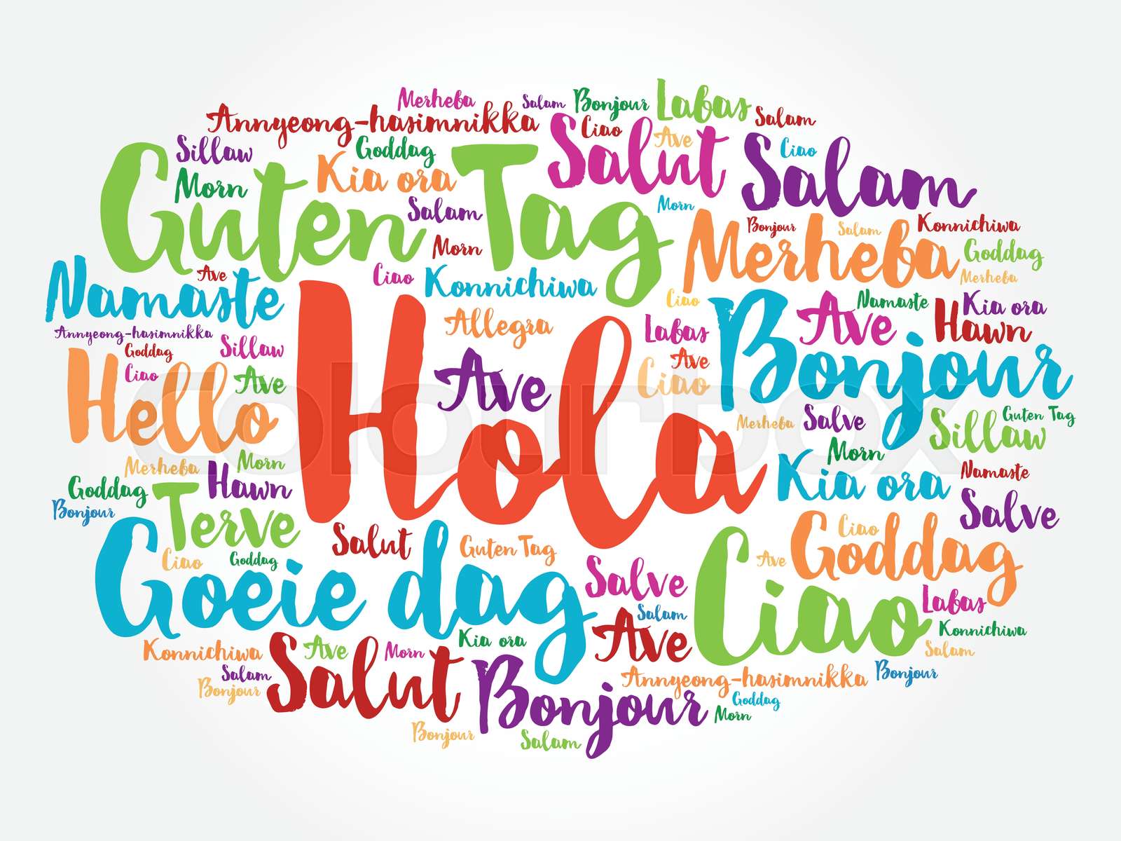 Hola! (Hello Greeting in Spanish) word cloud | Stock vector | Colourbox