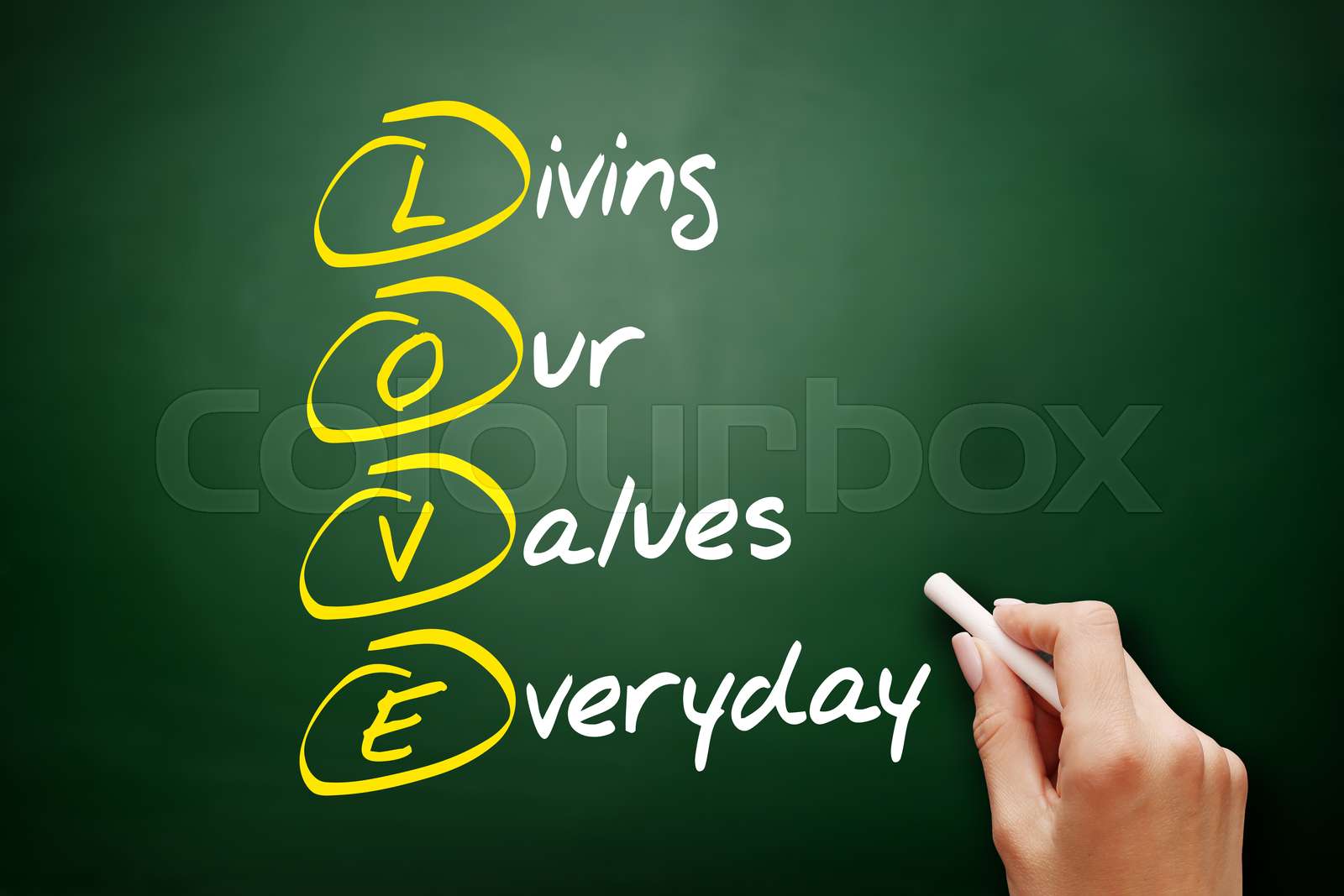 LOVE - Living Our Values Everyday, acronym | Stock image | Colourbox