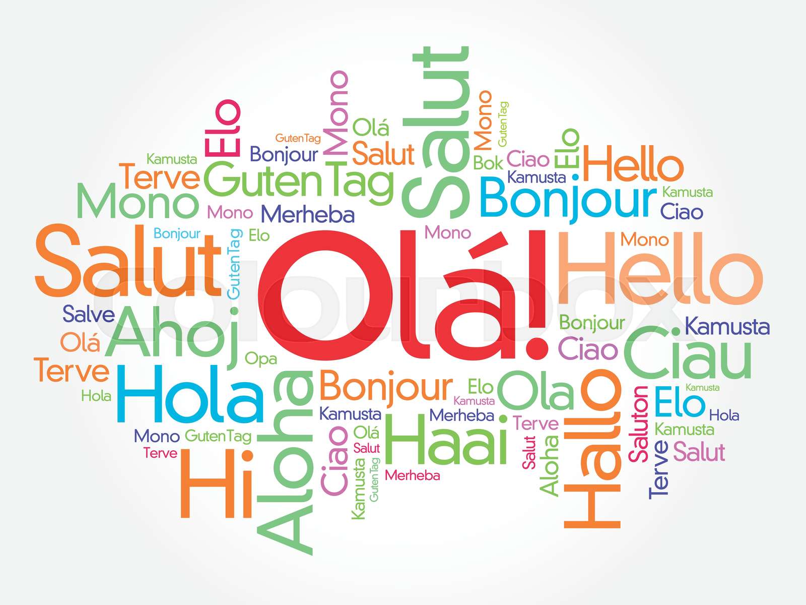 OLA (Hello Greeting in Portuguese) word cloud | Stock vector | Colourbox