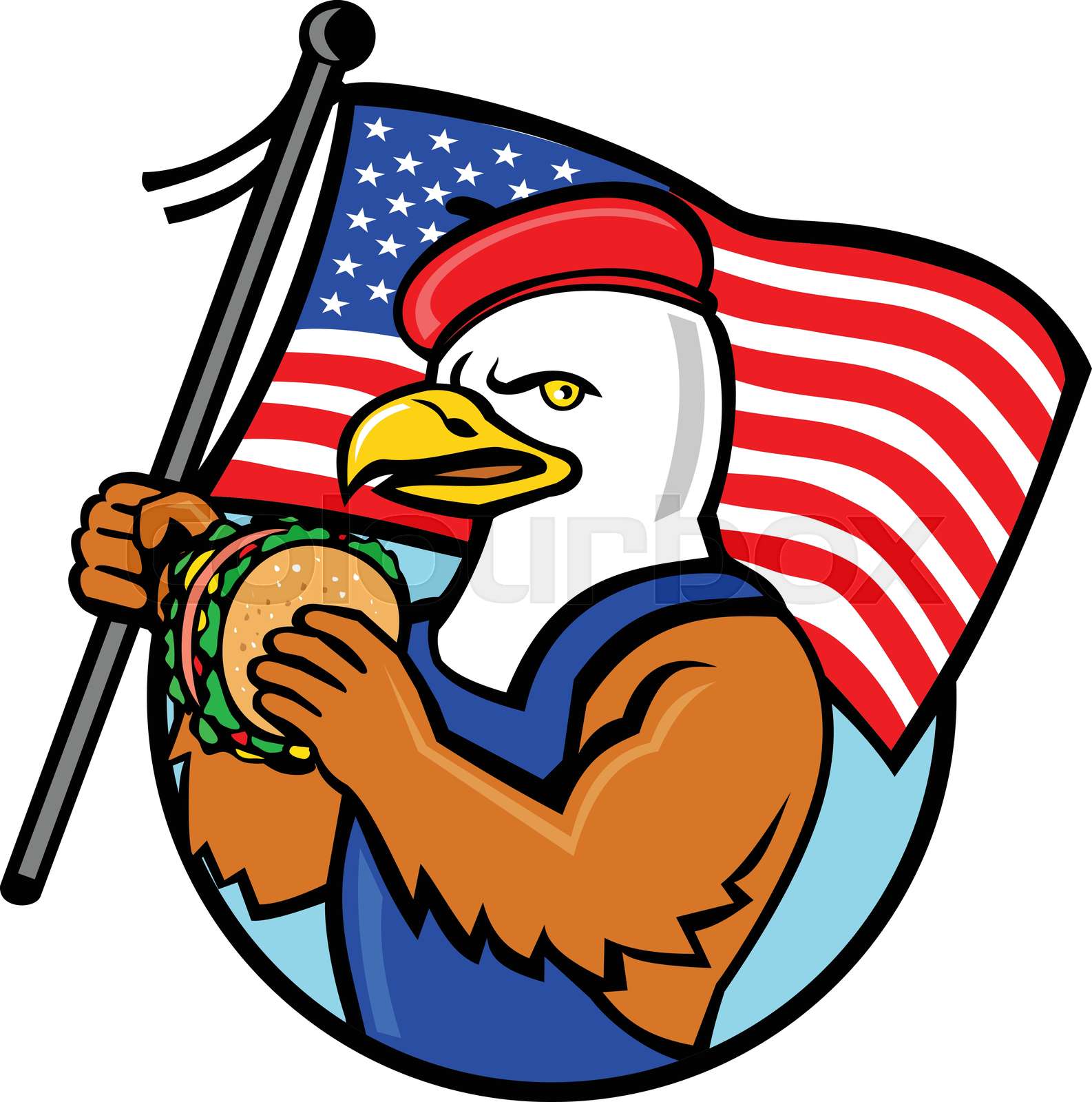 Cartoon American Flag Eagle