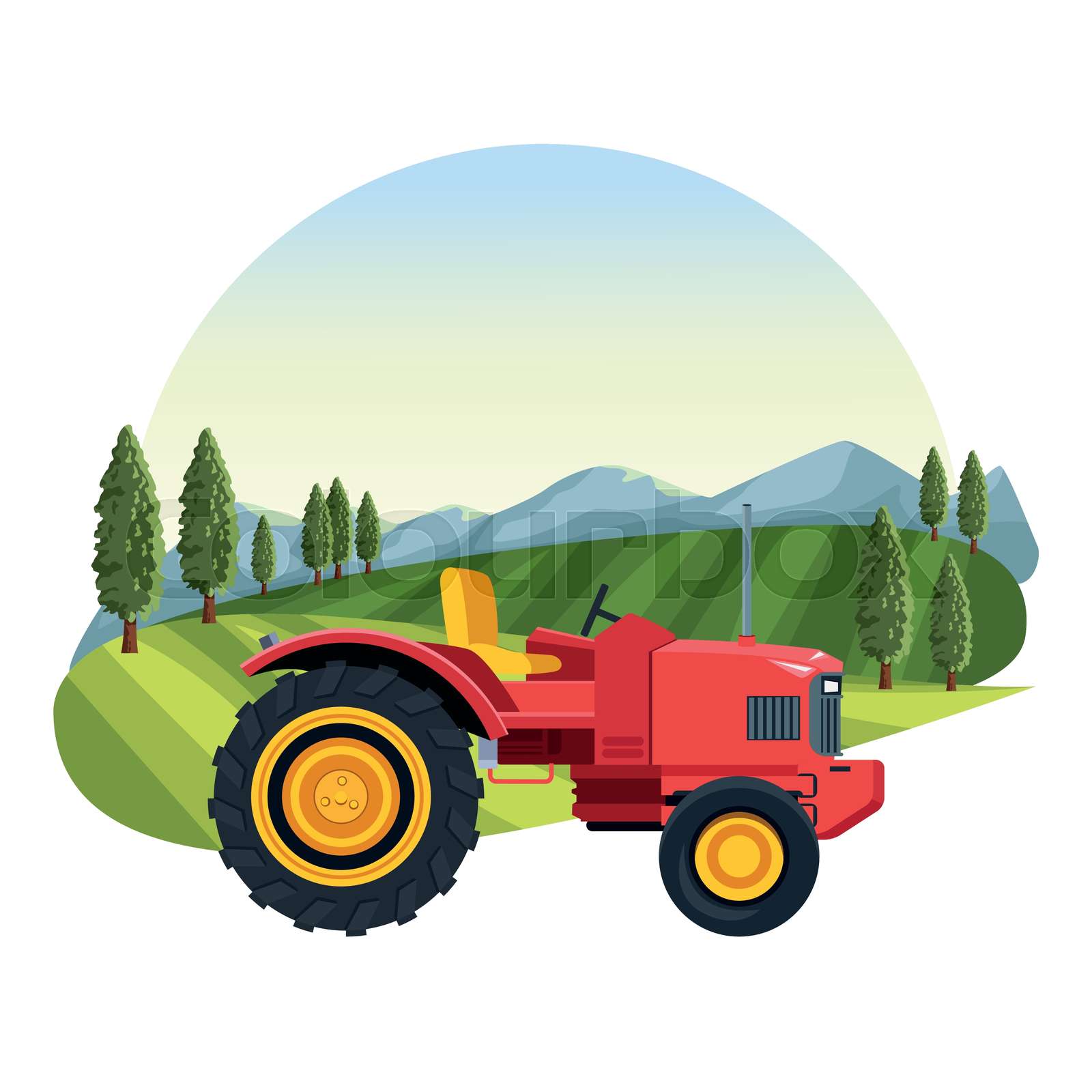 Farm tractor vehicle | Stock vector | Colourbox