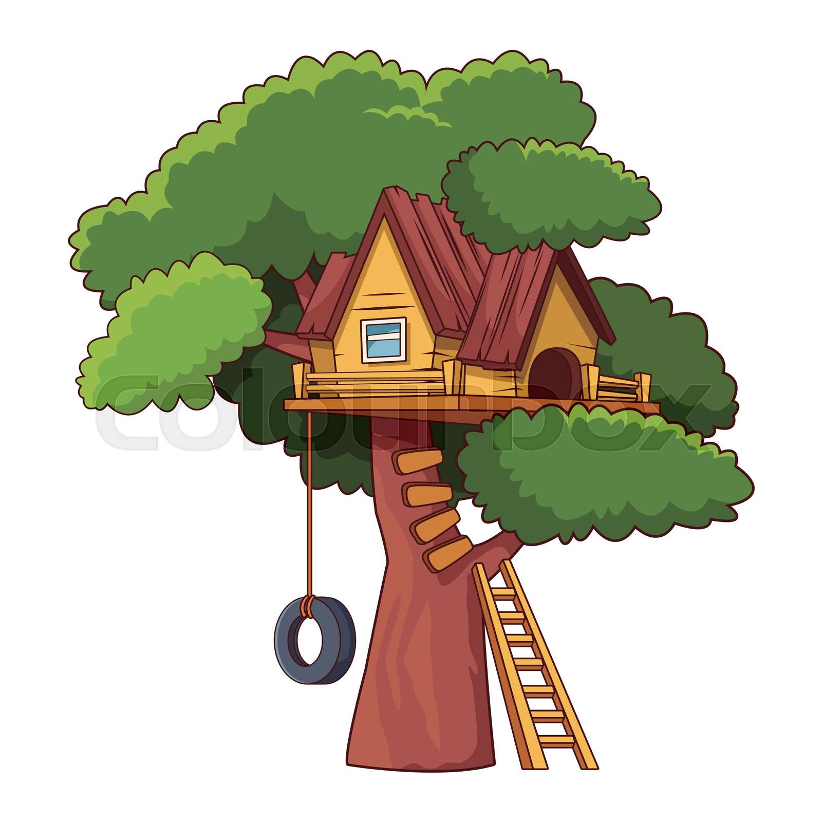 Tree house cartoon | Stock vector | Colourbox