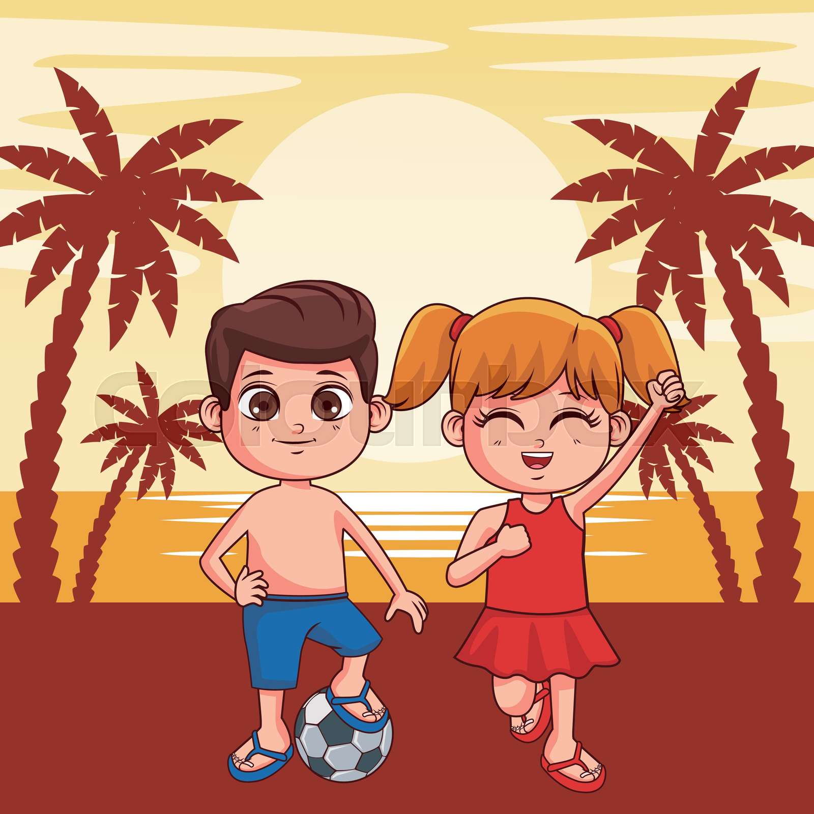 Summer kids cartoon | Stock vector | Colourbox