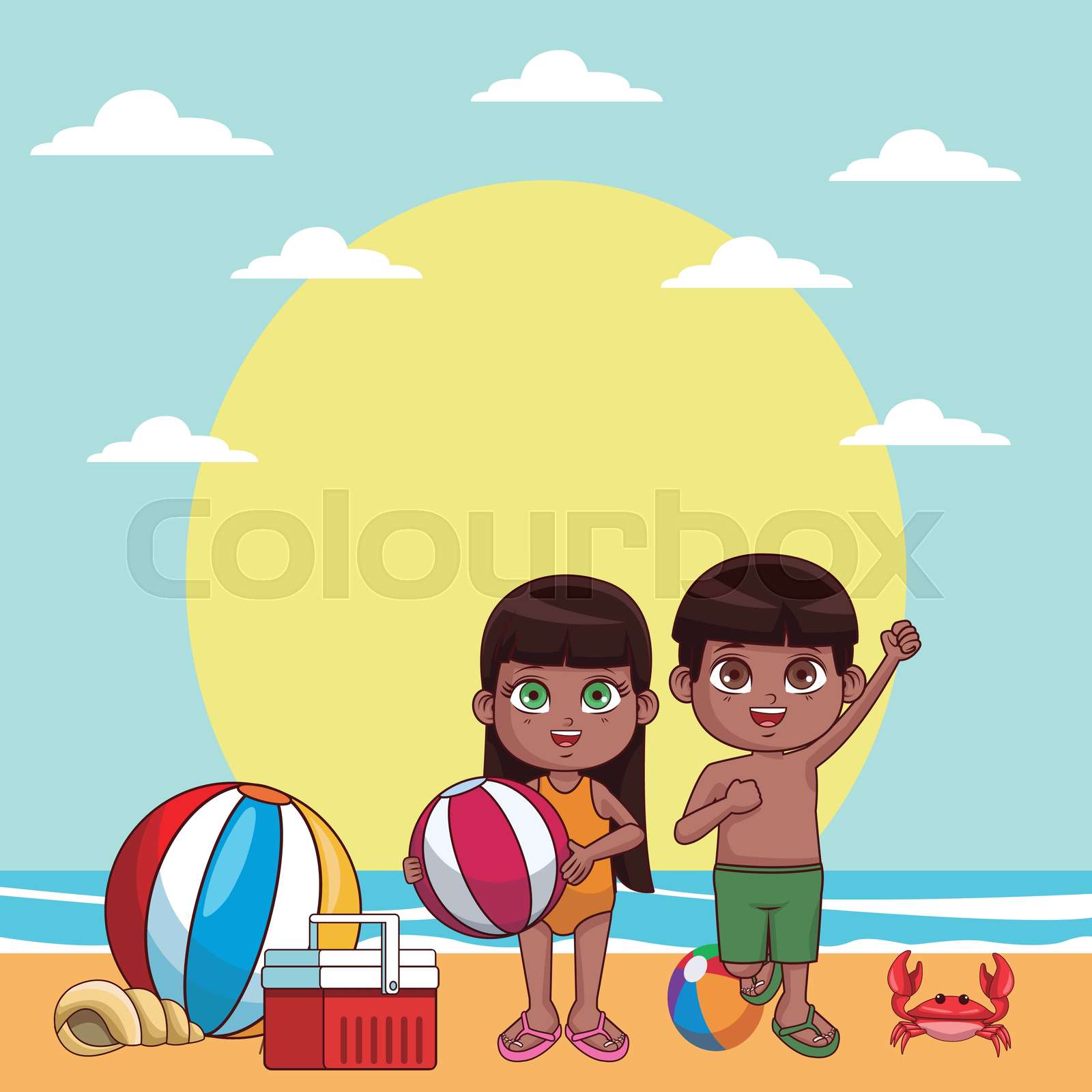 Summer kids cartoon | Stock vector | Colourbox