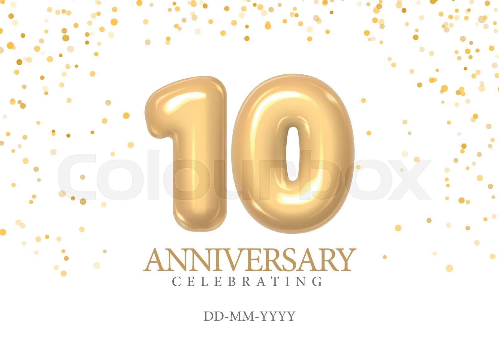 Anniversary 10. inflatable shiny gold 3d numbers. | Stock vector ...