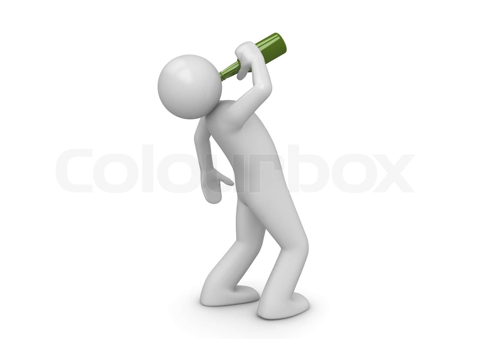 Drunk Mann mit grüner Flasche | Stock Bild | Colourbox