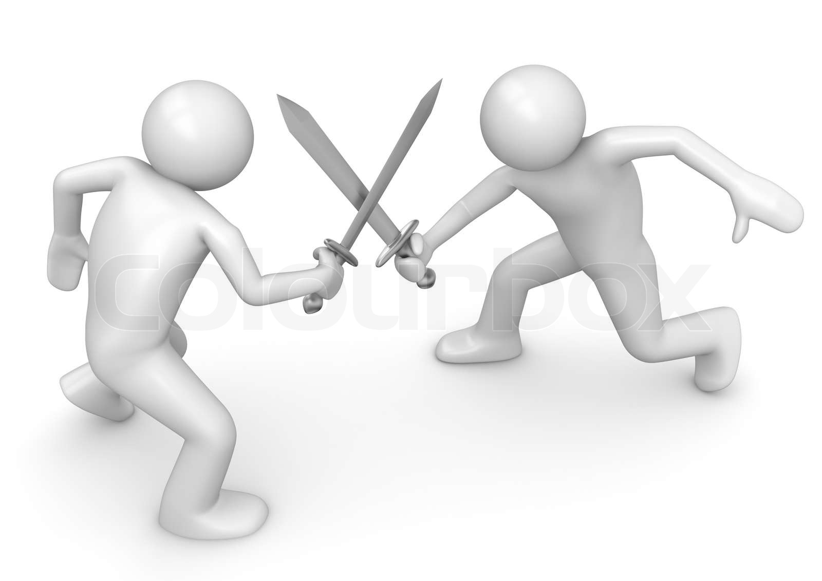 People Fighting Cartoon With Swords