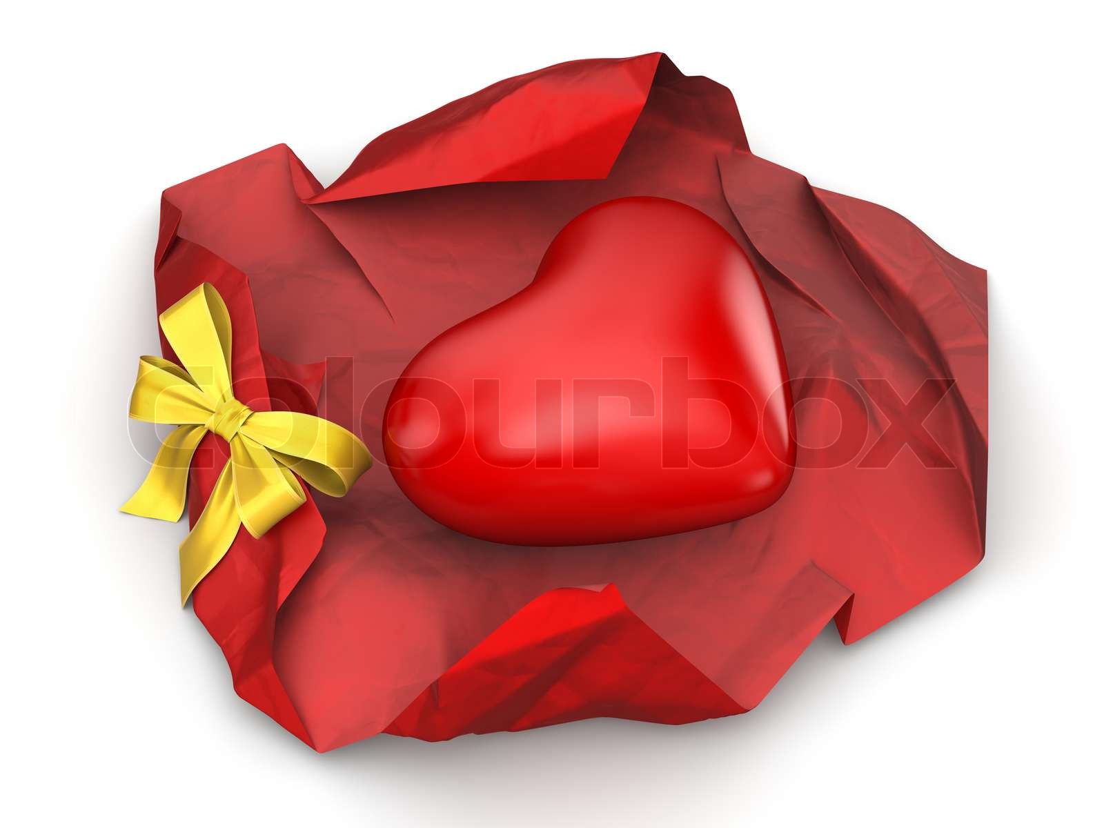 Unwrapped heart gift love, valentine day series 3d isolated characters ...