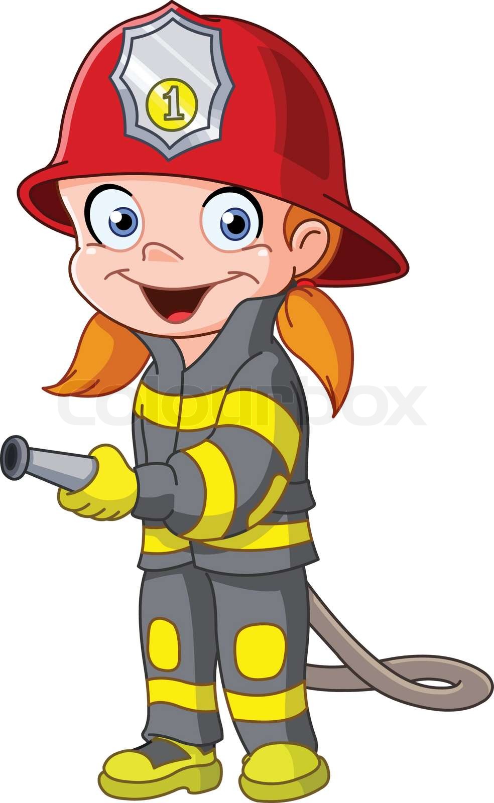 Young girl in a fireman costume | Stock vector | Colourbox
