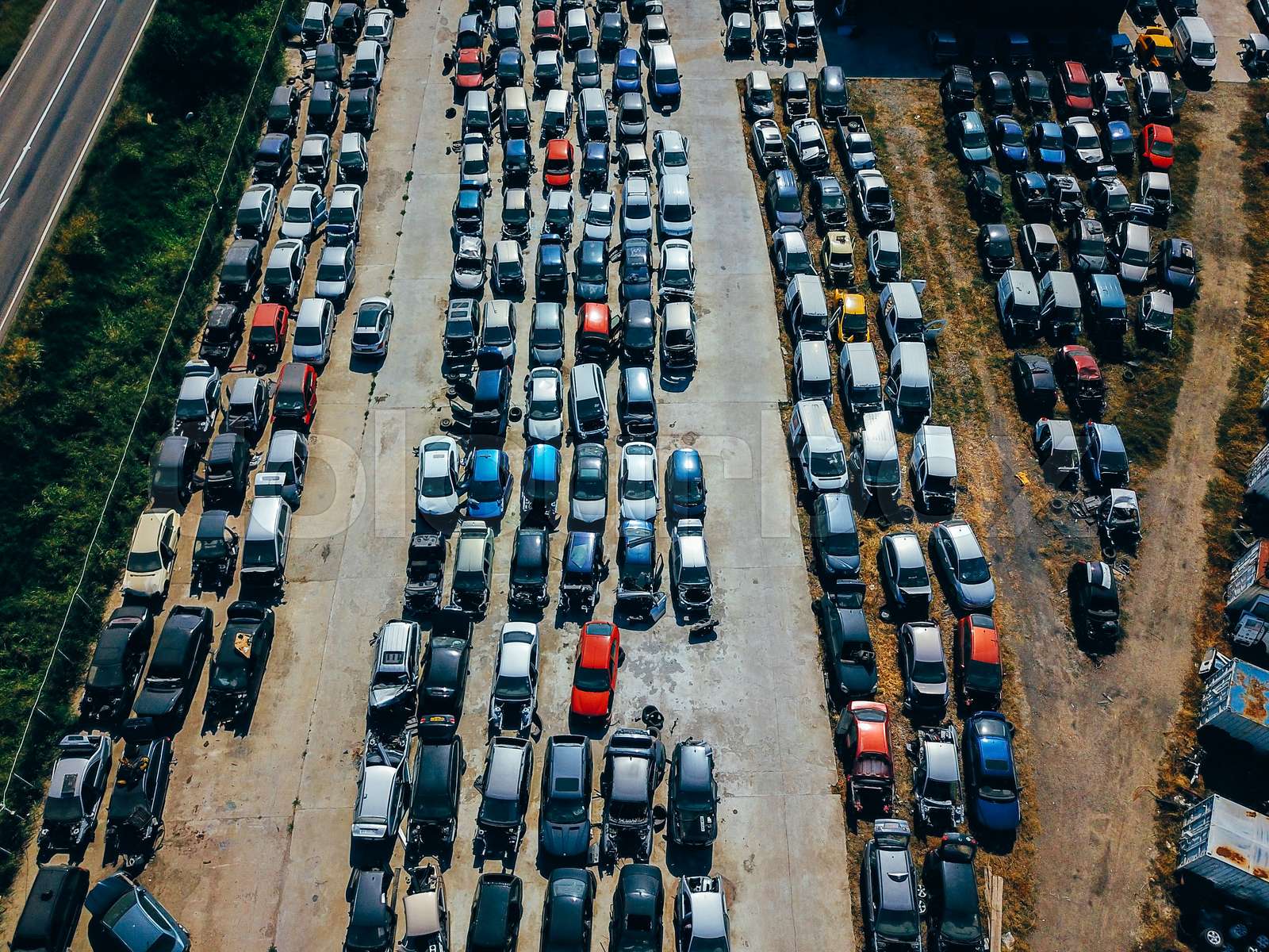 Aerial view of the big car dump | Stock image | Colourbox