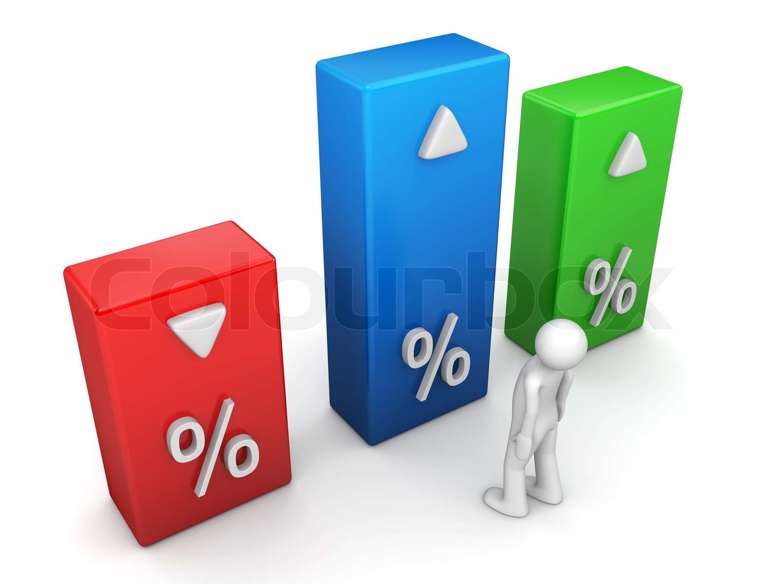 Indicators series 3d character isolated and percentage graph bars ...