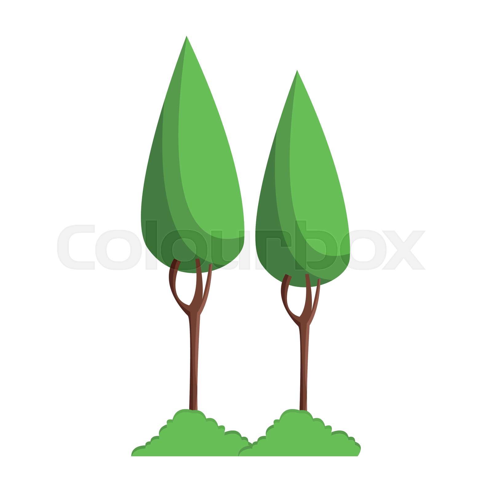tree with bush cartoon | Stock vector | Colourbox