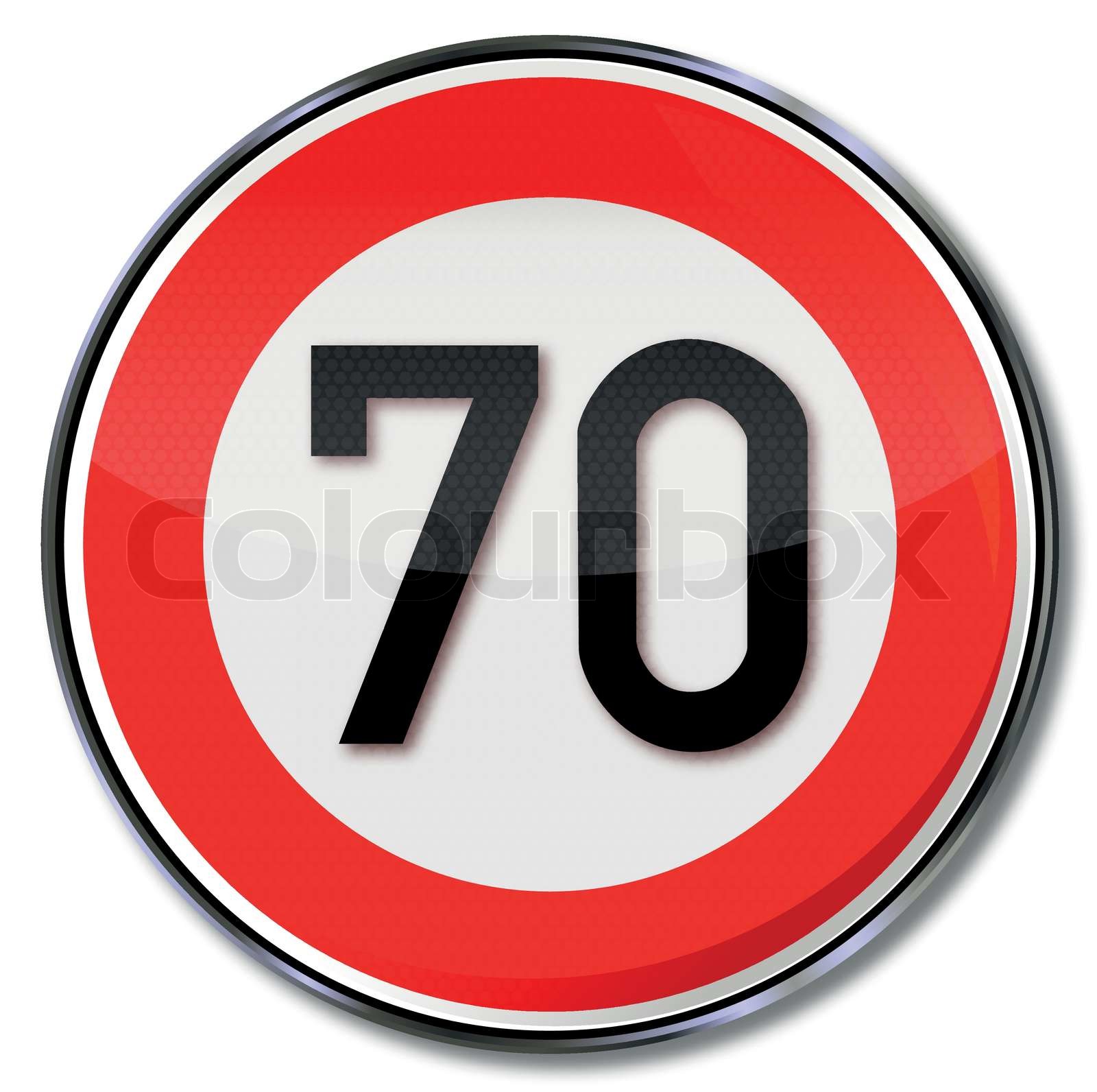 Verkehrsschild 70 Geschwindigkeitsbegrenzung, | Stock-Vektor | Colourbox