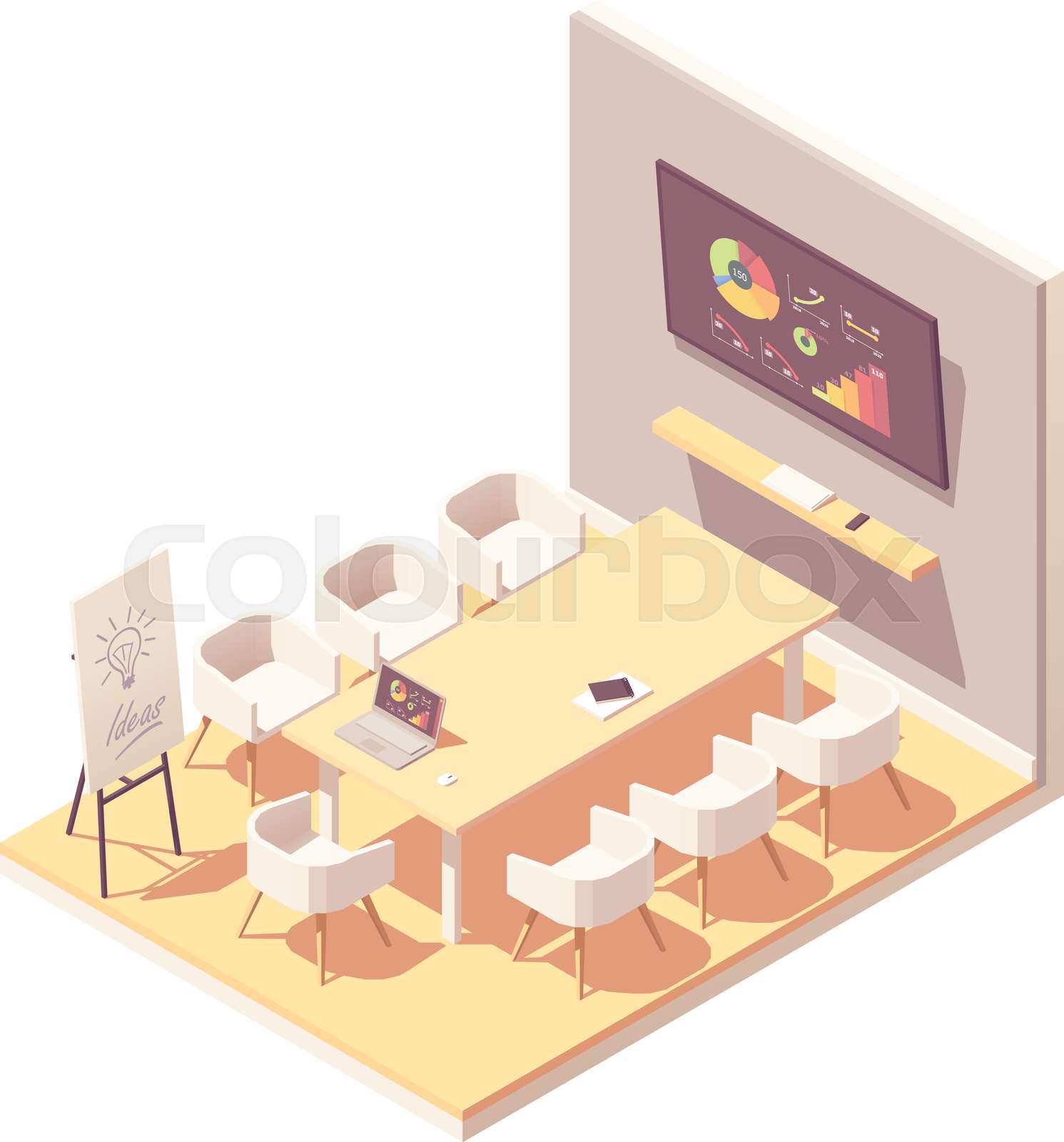 Vector isometric office meeting room interior | Stock vector | Colourbox