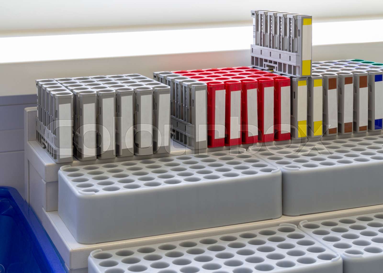 medical sample racks | Stock image | Colourbox