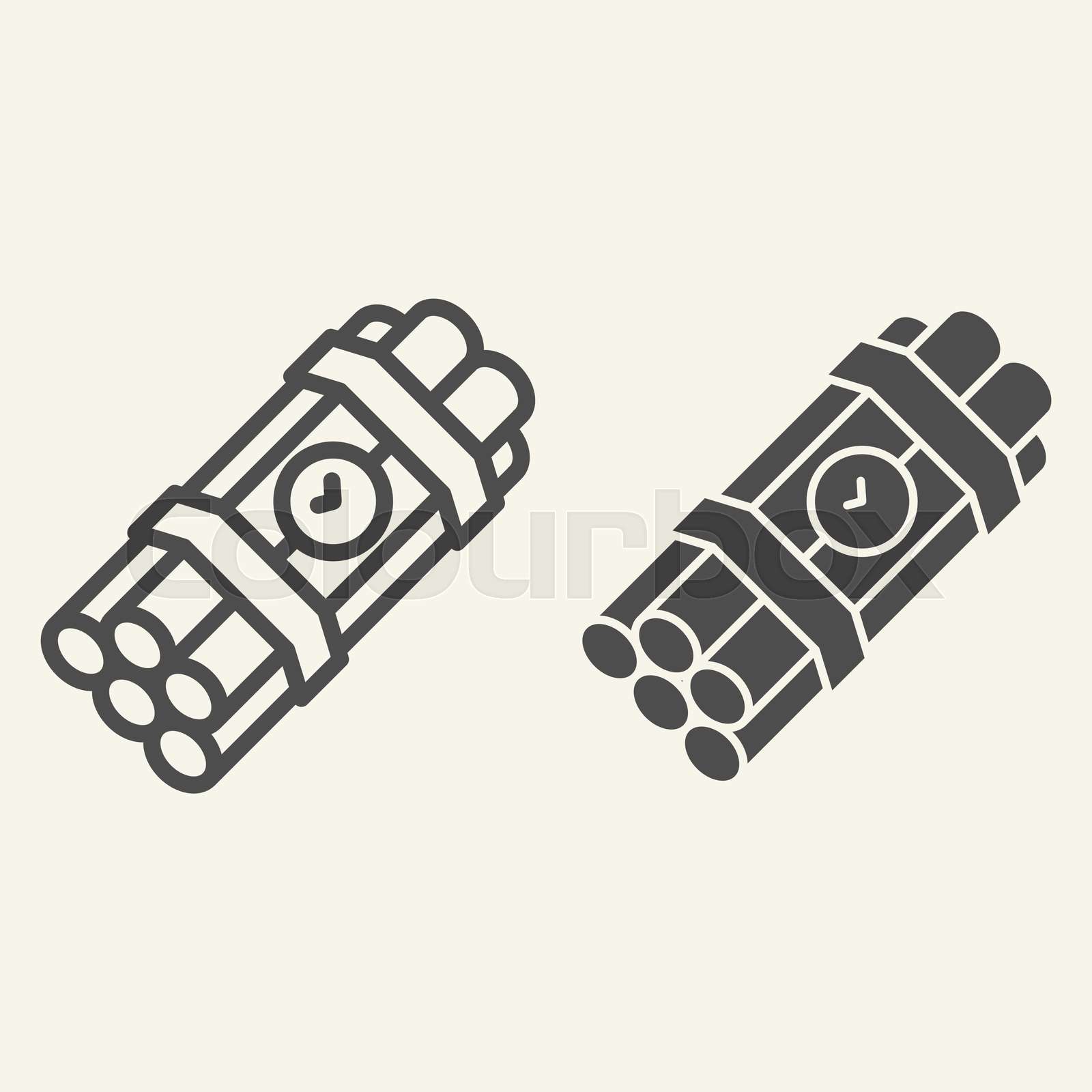Time bomb line and glyph icon. Dynamite vector illustration isolated on ...