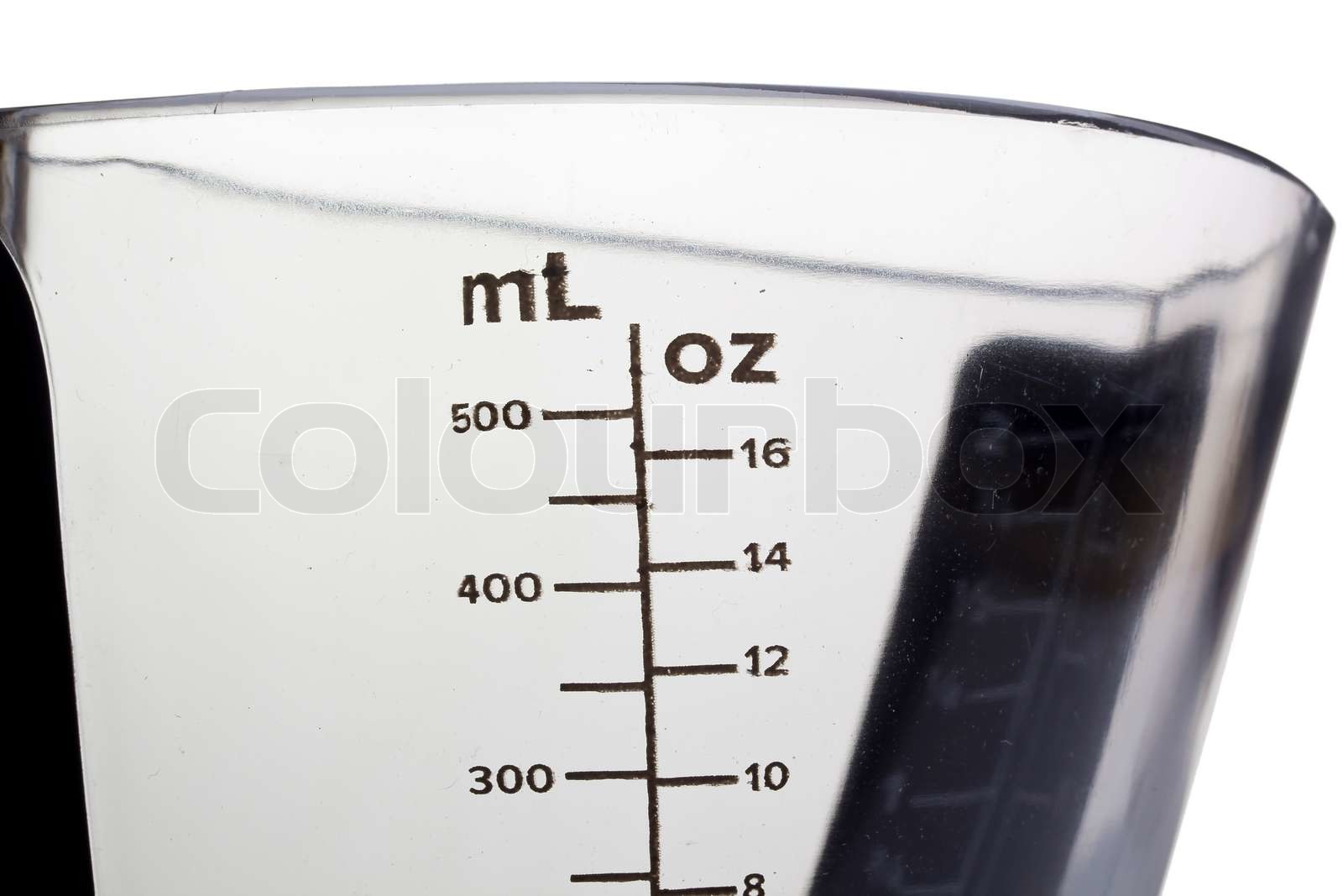 Close-up photograph of measurements on a glass container | Stock image ...