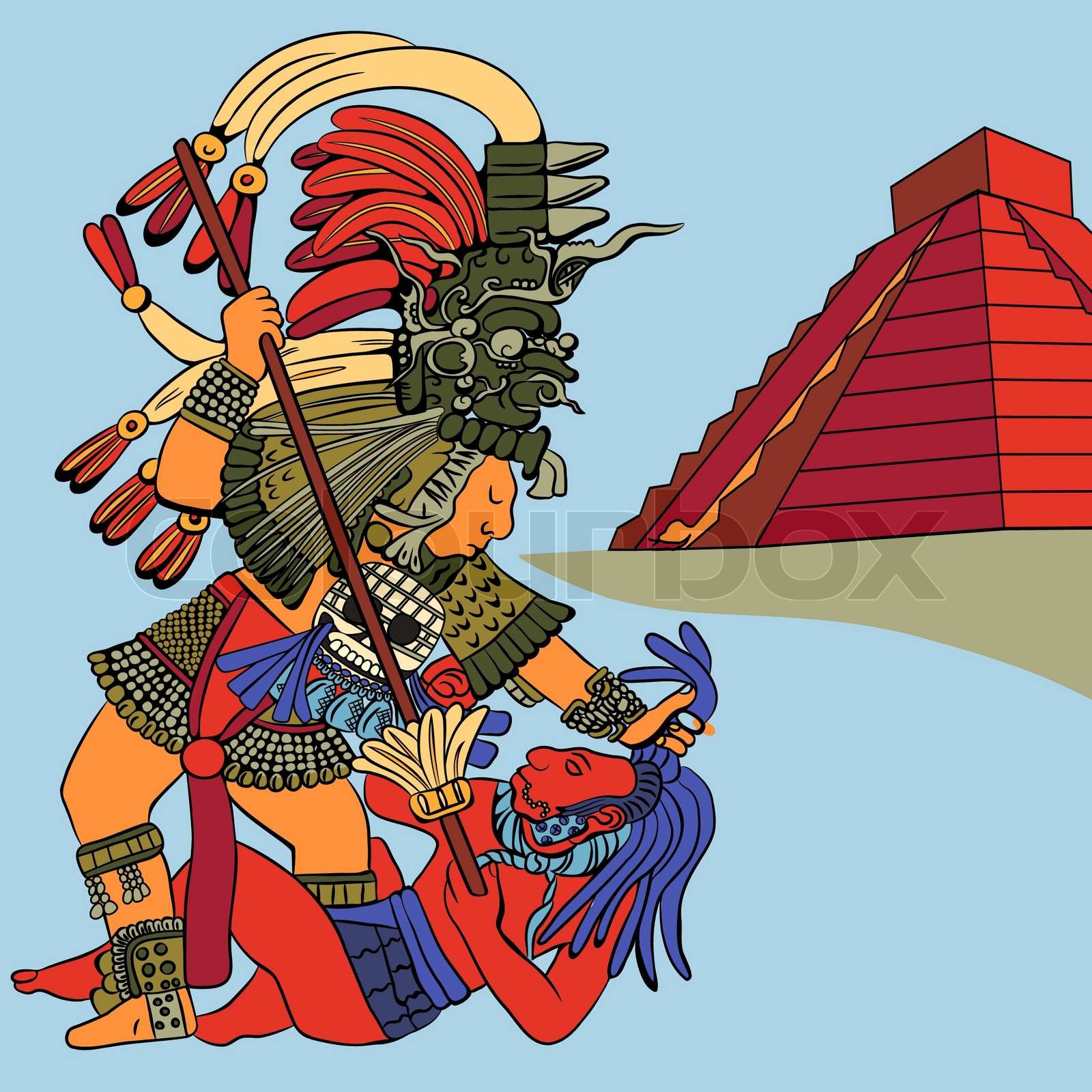 vector victory and defeat of the Mayan Warriors | Stock vector | Colourbox