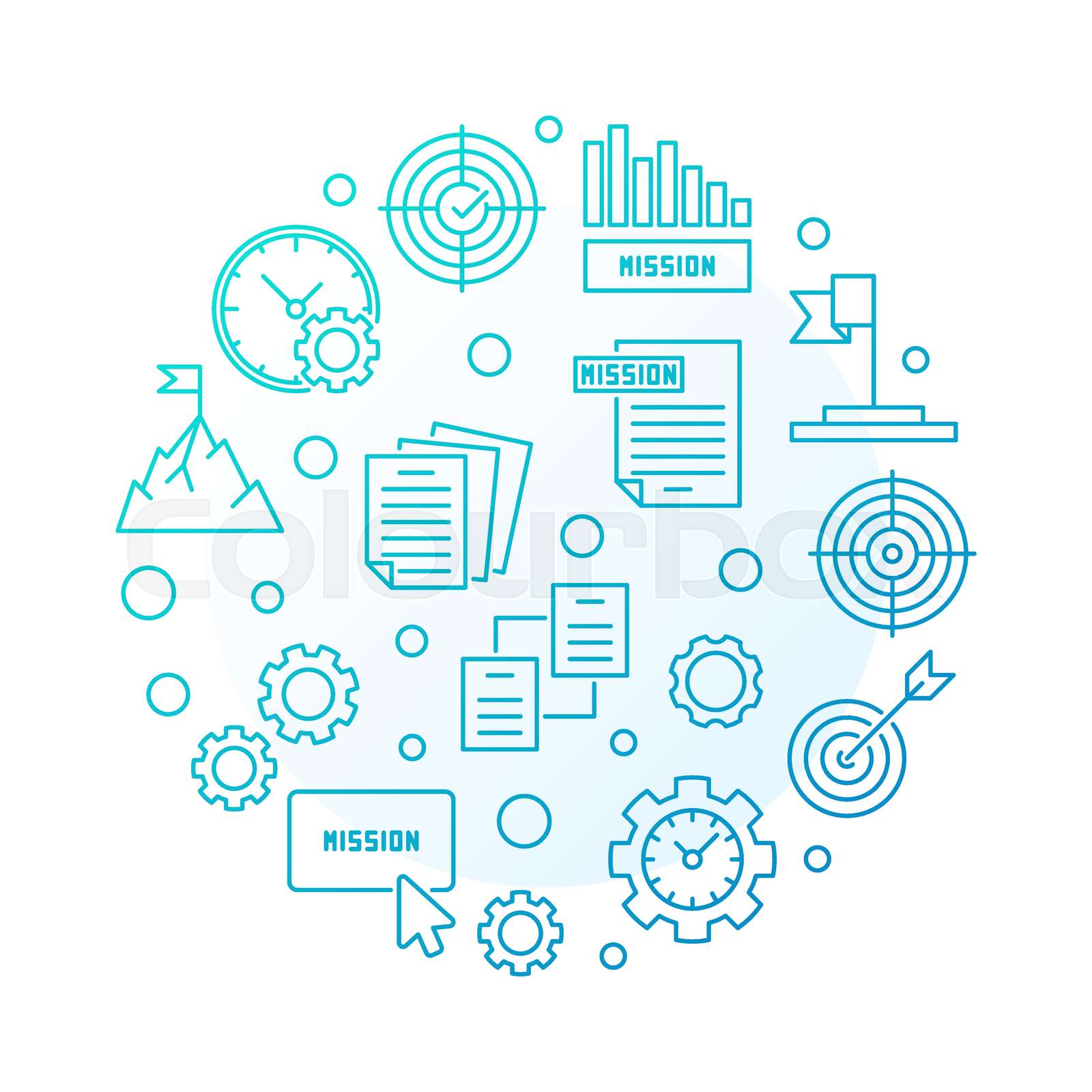 Vector mission business blue circular outline illustration | Stock ...