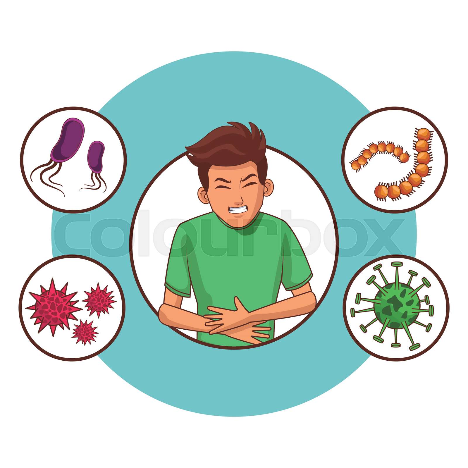 young man sick cartoon | Stock vector | Colourbox