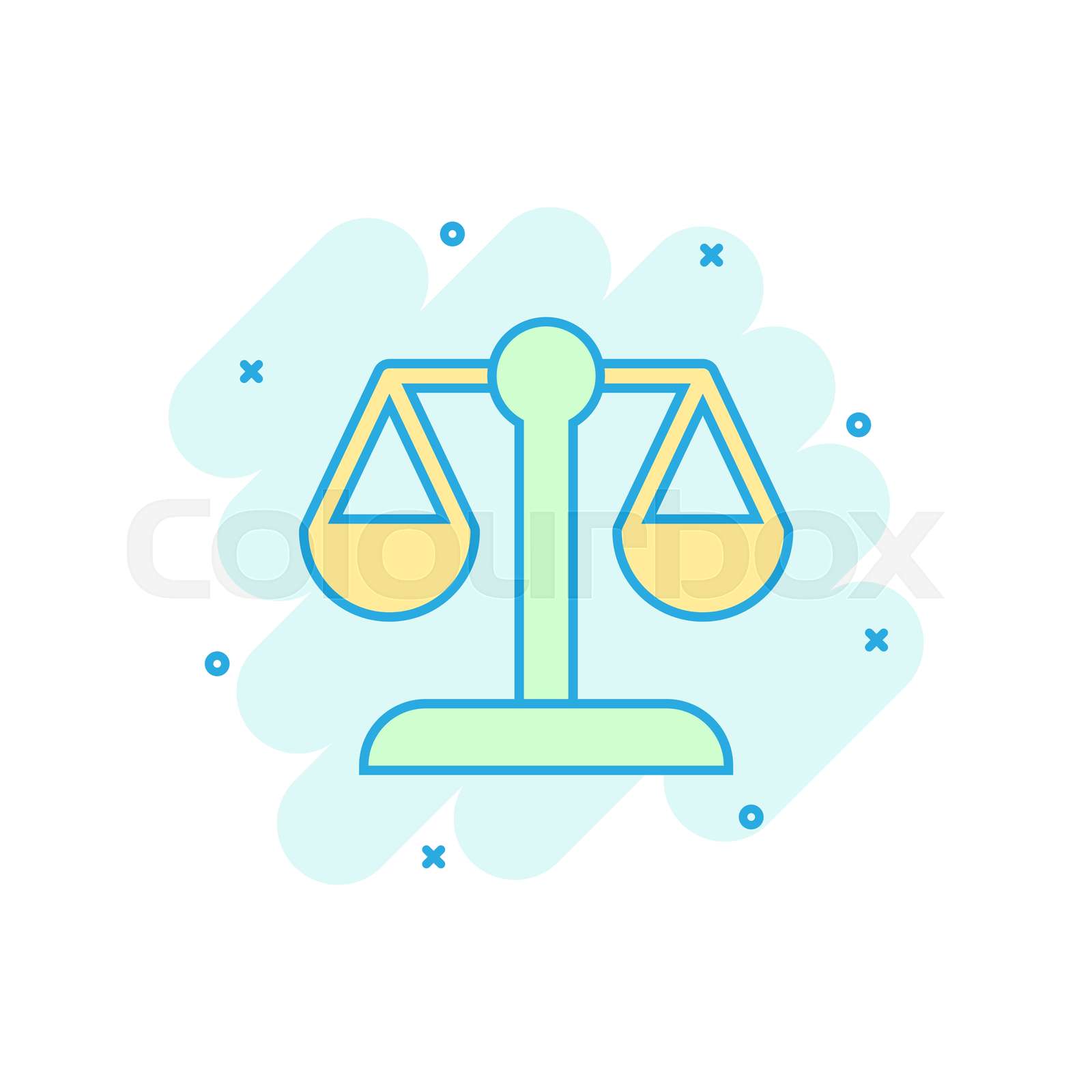 Scale comparison icon in comic style. Balance weight vector cartoon ...