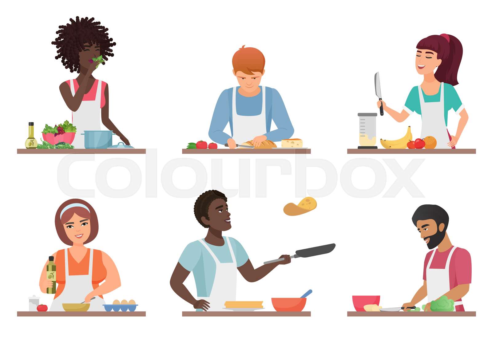 Cartoon people cooking set isolated vector illustration. | Stock vector ...